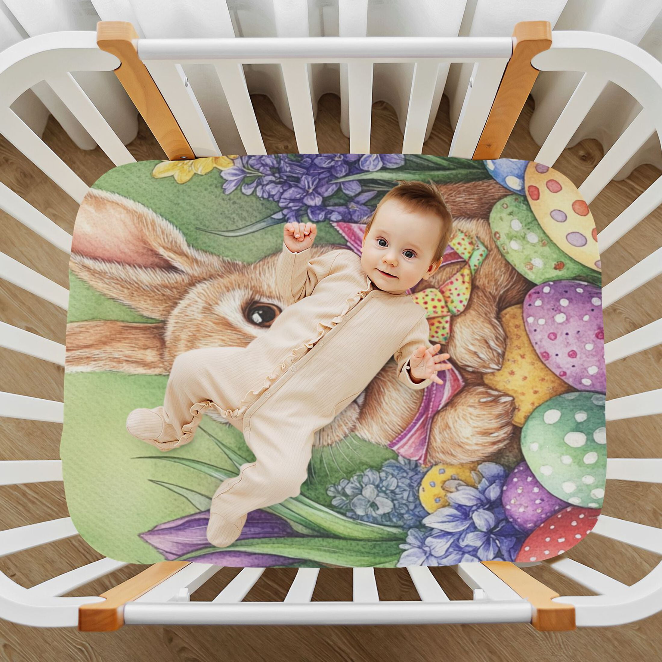 WOBOGO Easter Orange Bunny Baby Crib Sheets Super Soft Microfiber ...