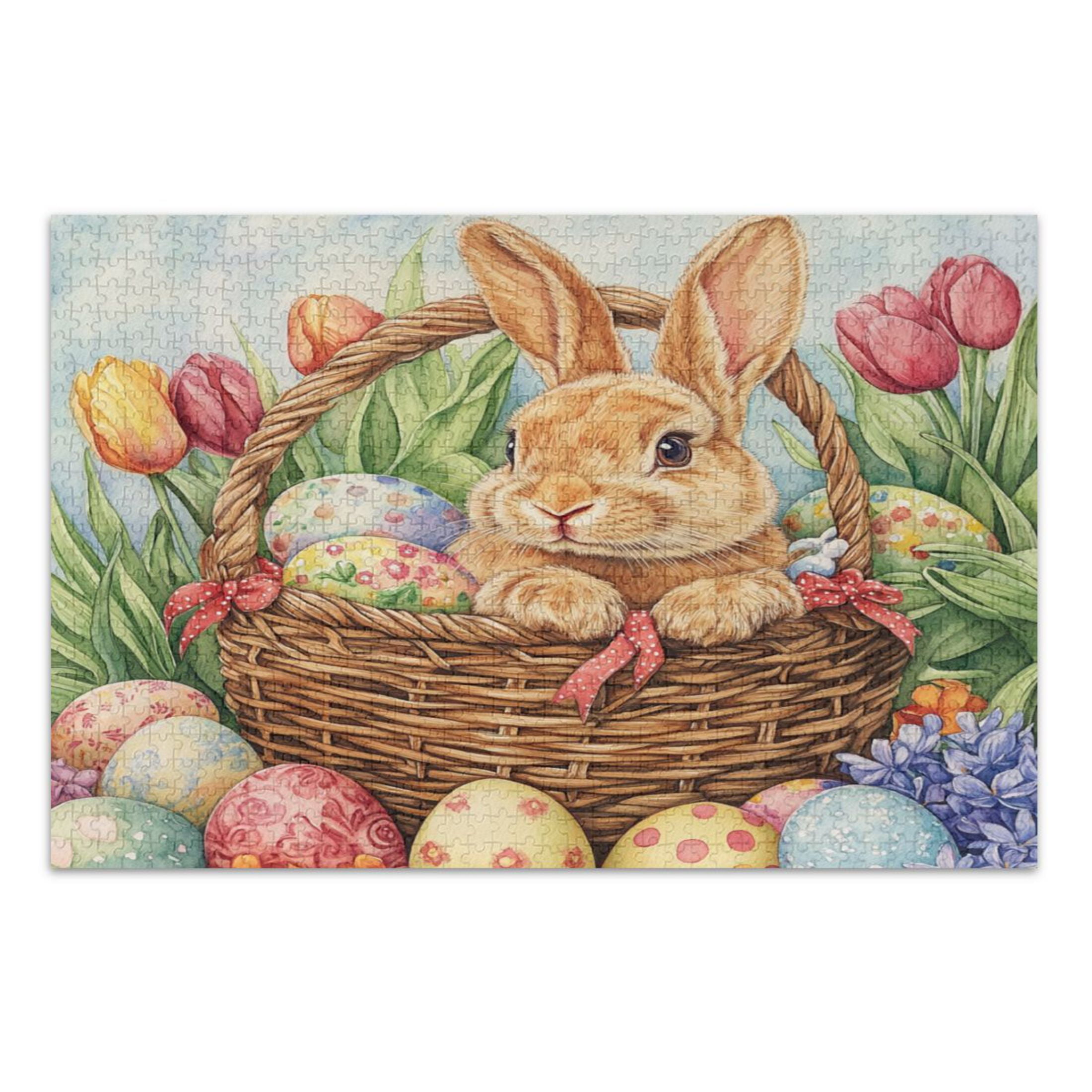 WOBOGO Easter Rabbit Jigsaw Puzzle Challenge 1000 Piece Jigsaw Suitable ...