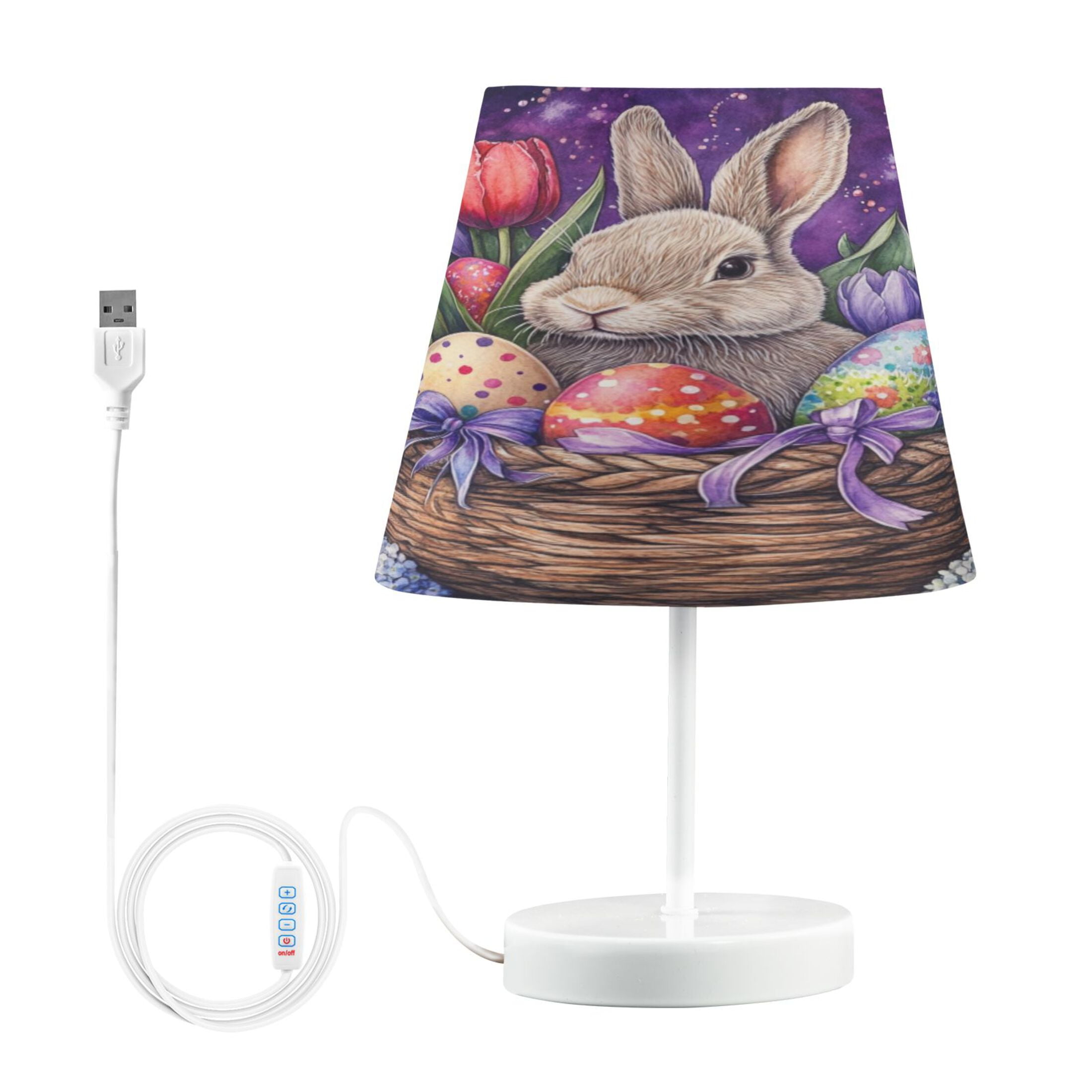 WOBOGO Easter Rabbit Purple Pattern Table Lamps Bedroom 3-Speed ...