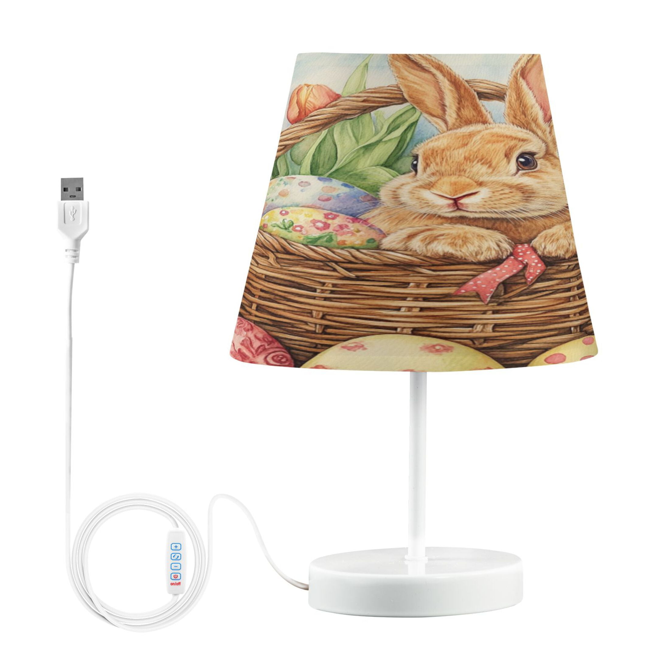 WOBOGO Easter Rabbit Table Lamps Bedroom 3-Speed Dimmable Farm Style ...