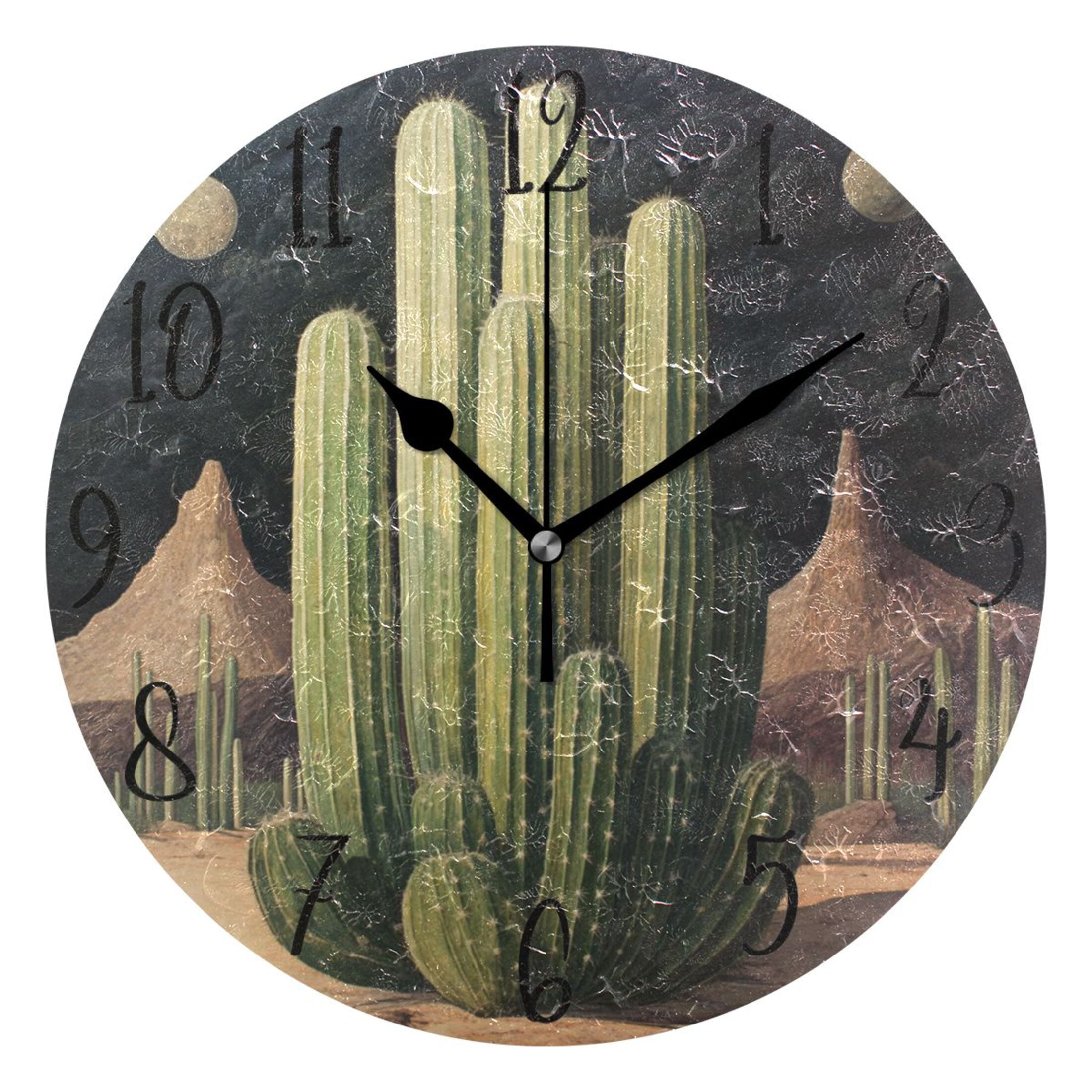 WOBOGO Eldritch Cactus Wall Clock 10in Silent Mechanism Battery ...