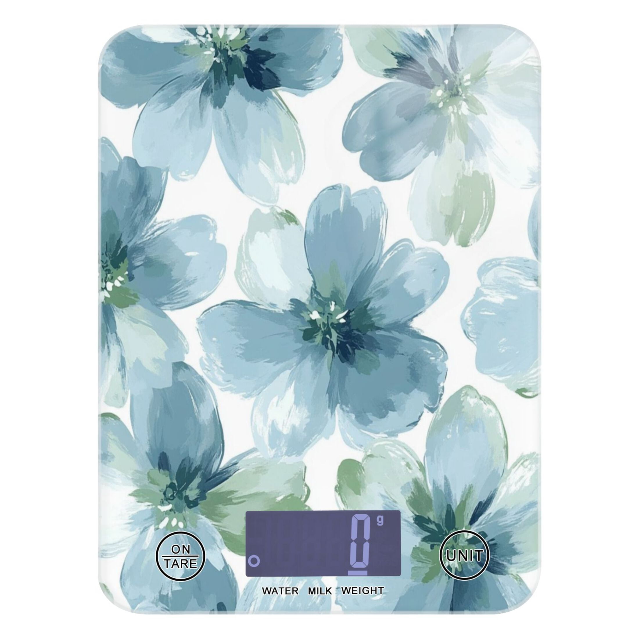 WOBOGO Elegant Flowers in Shades Of Blue Kitchen Scale Digital Gram and ...