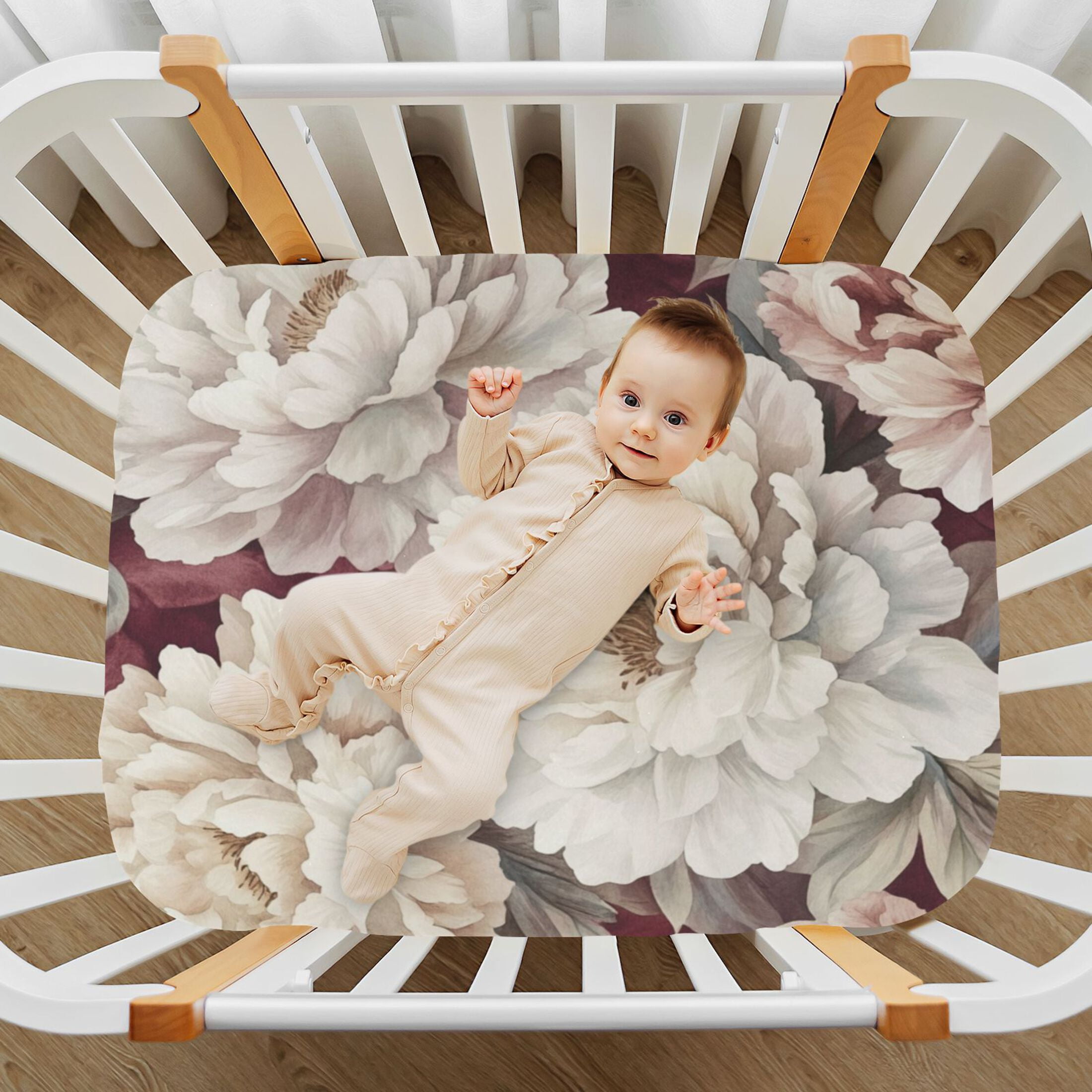 WOBOGO Elegant Peonies Baby Crib Sheets Super Soft Microfiber Playard ...