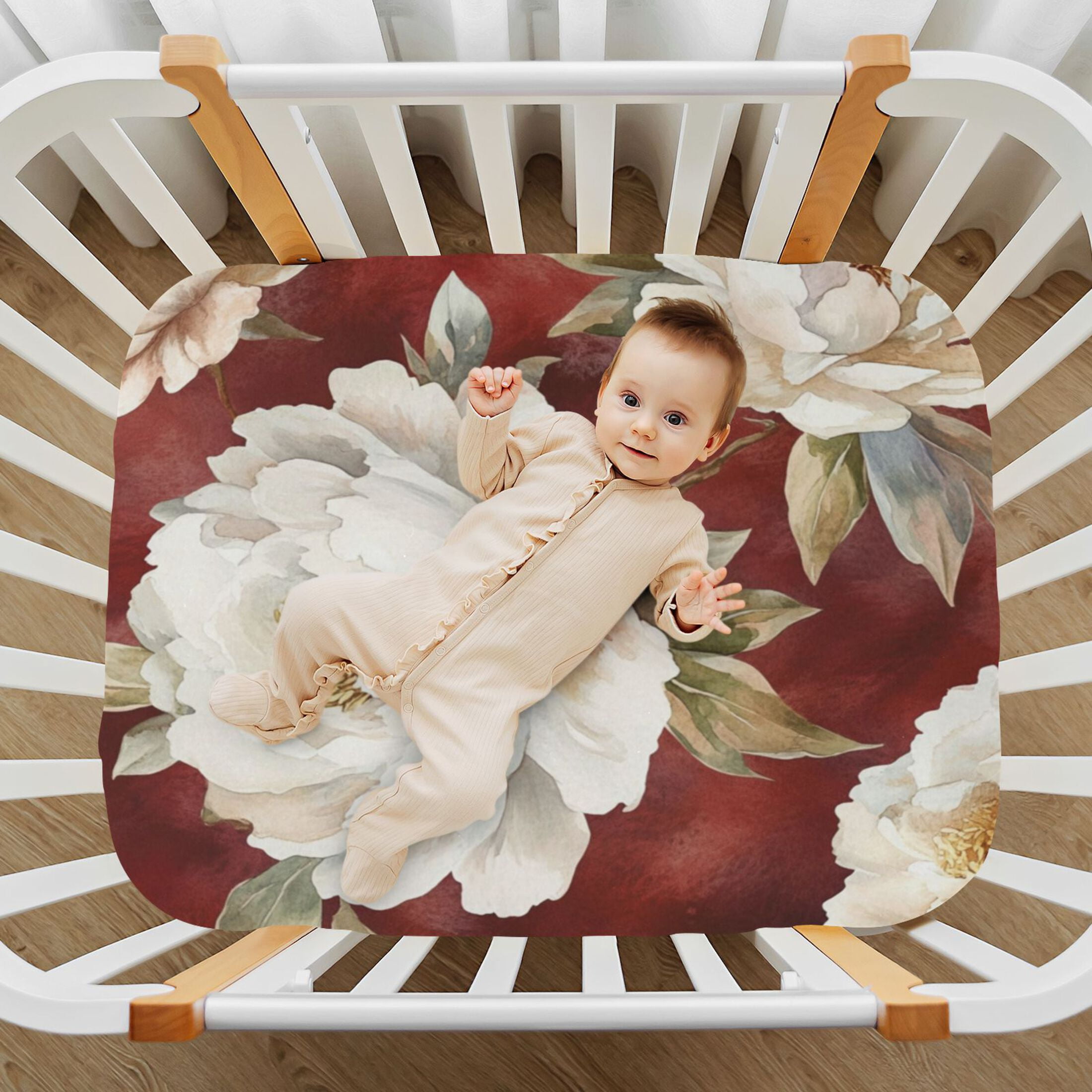 WOBOGO Elegant Peony Baby Crib Sheets Super Soft Microfiber Playard ...