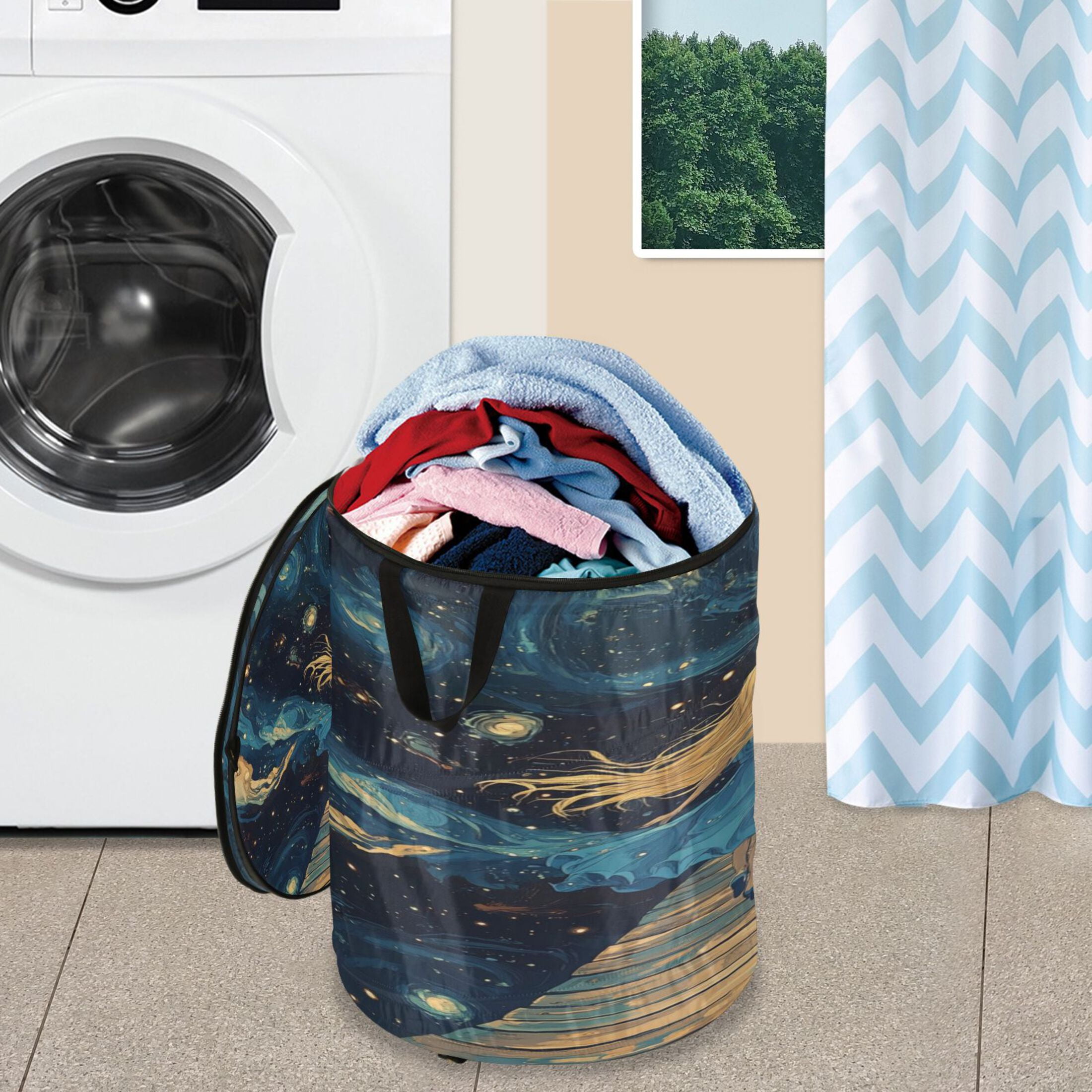 WOBOGO Endless Wooden Bridge Foldable Laundry Baskets with Carry Handle ...