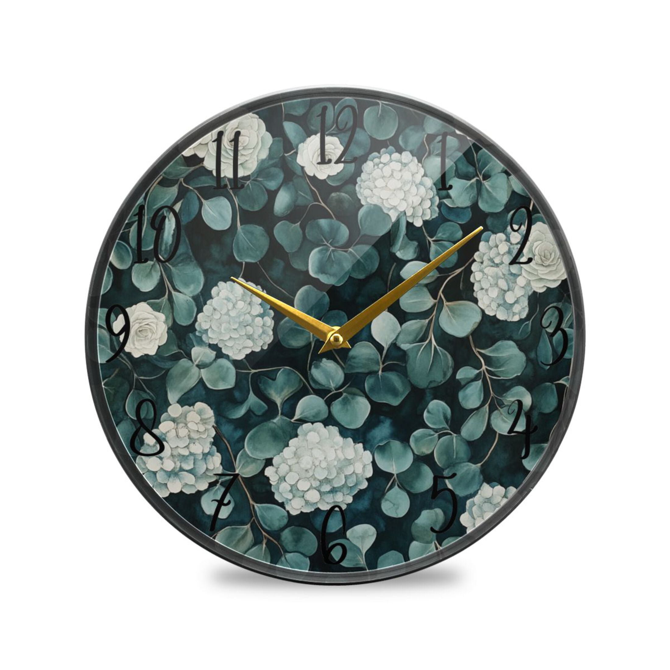 WOBOGO Eucalyptus Leaves Pattern Acrylic Wall Clock Battery Operated 11 ...