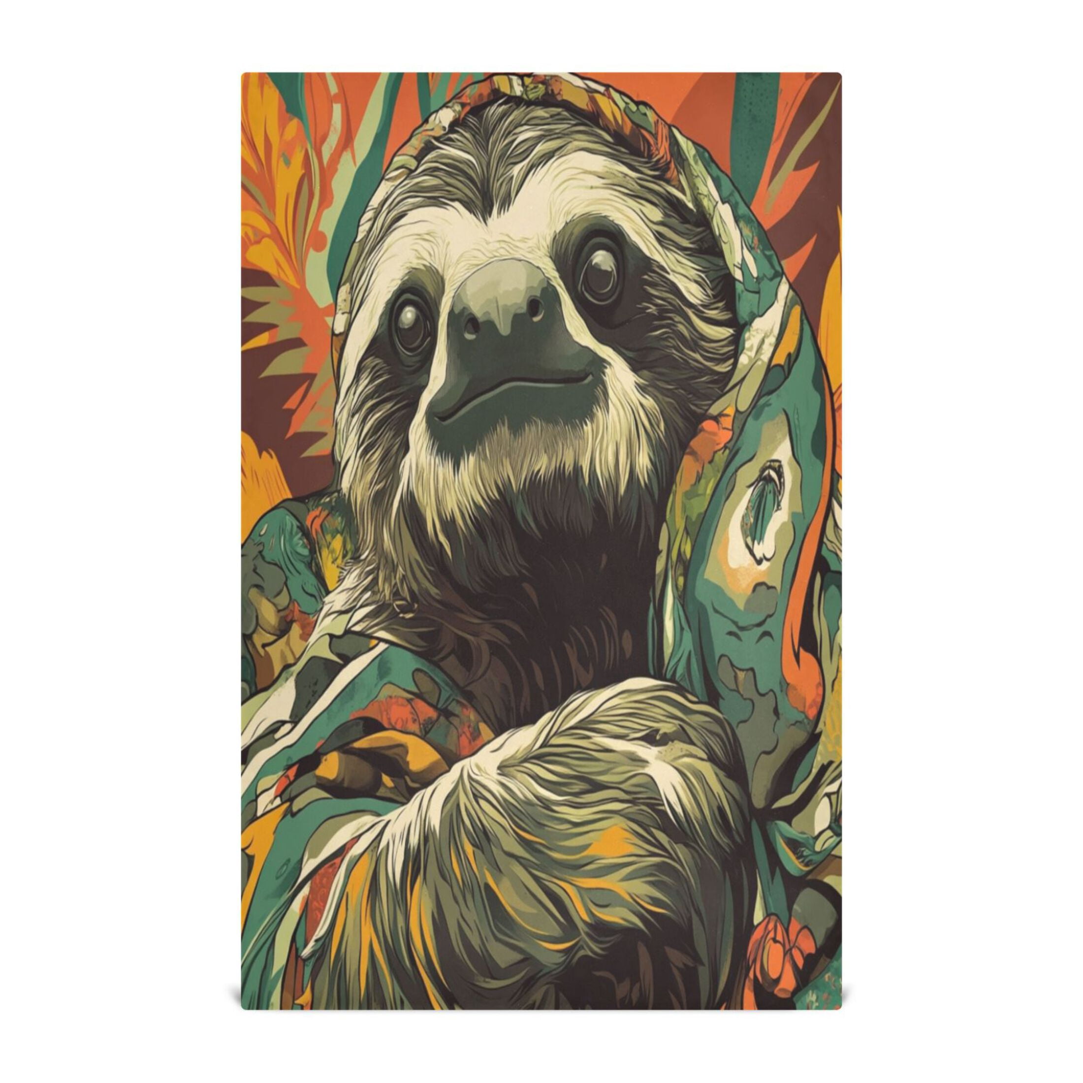 WOBOGO Exotic Style Sloth Pattern Kitchen Towel 6 Piece Large Cotton ...