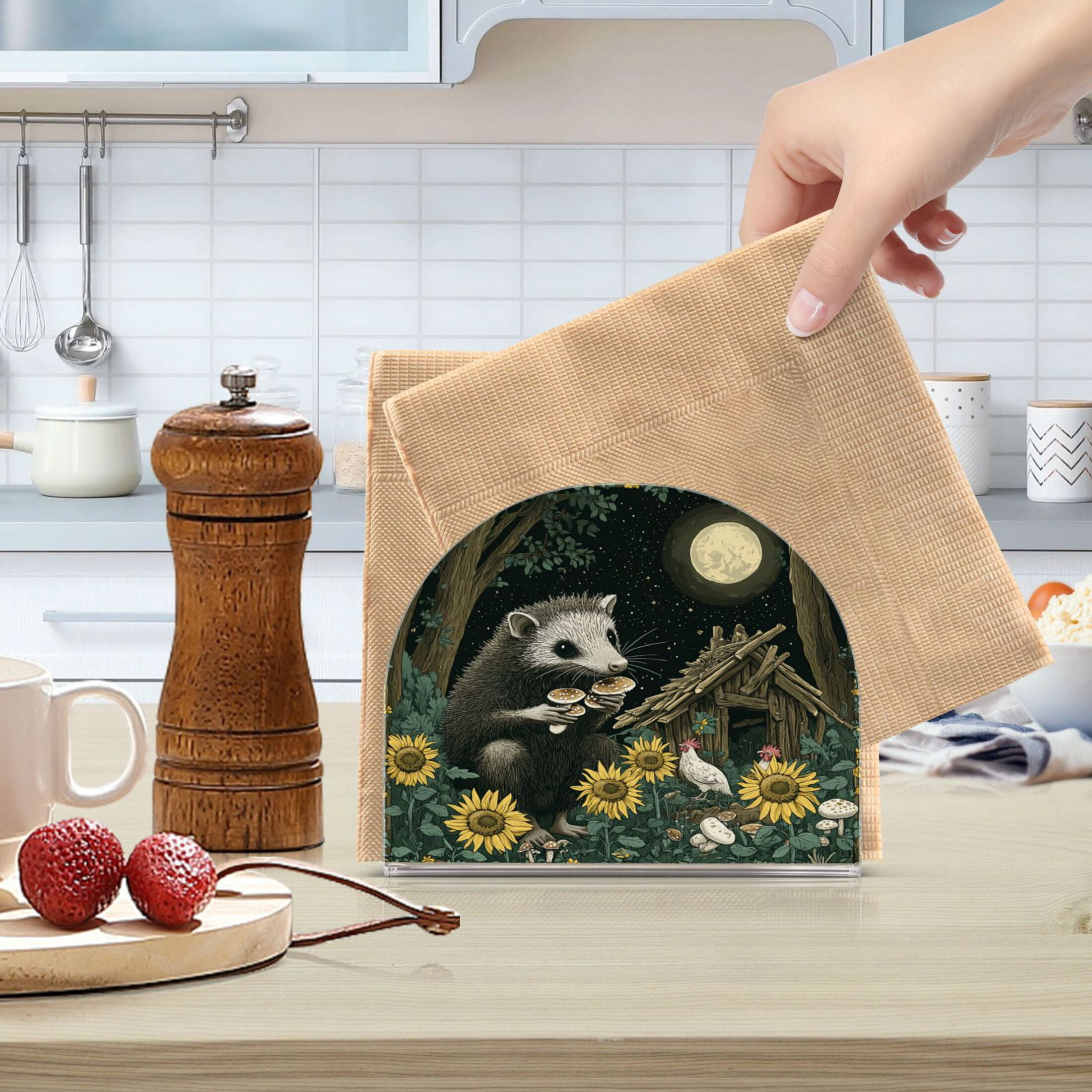 WOBOGO Extra Large Possum Clear Acrylic Napkin Holder 2 Pcs Kitchen ...