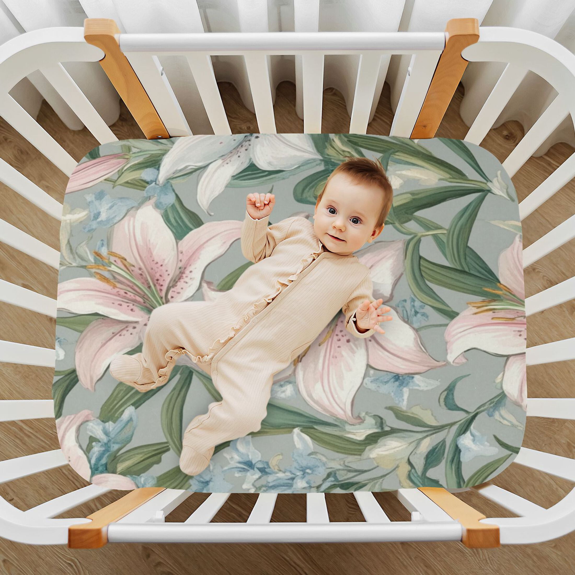 WOBOGO Famille Rose Enamels Baby Crib Sheets Super Soft Microfiber ...