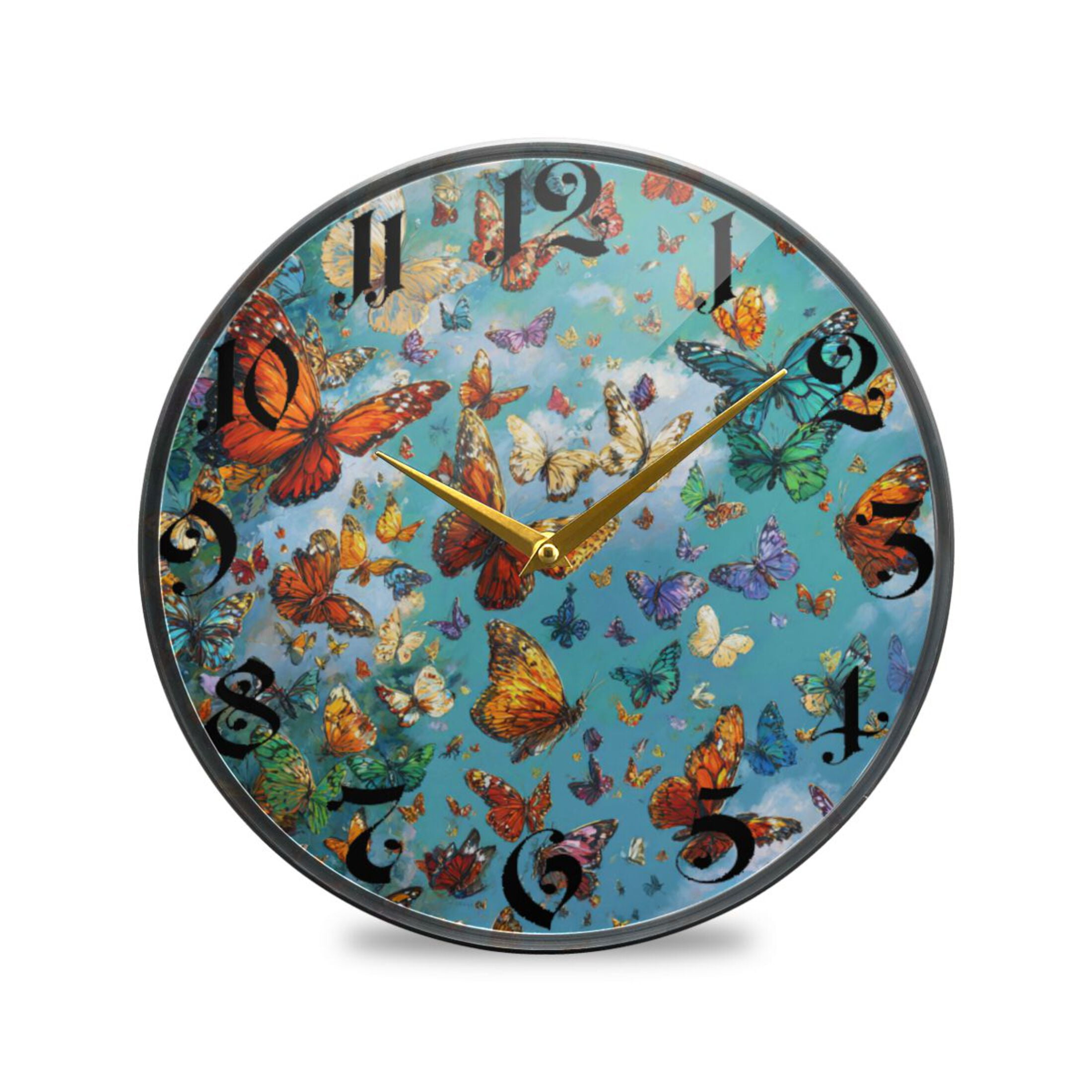 WOBOGO Fantasy Butterfly Acrylic Wall Clock Battery Operated 9.5in ...