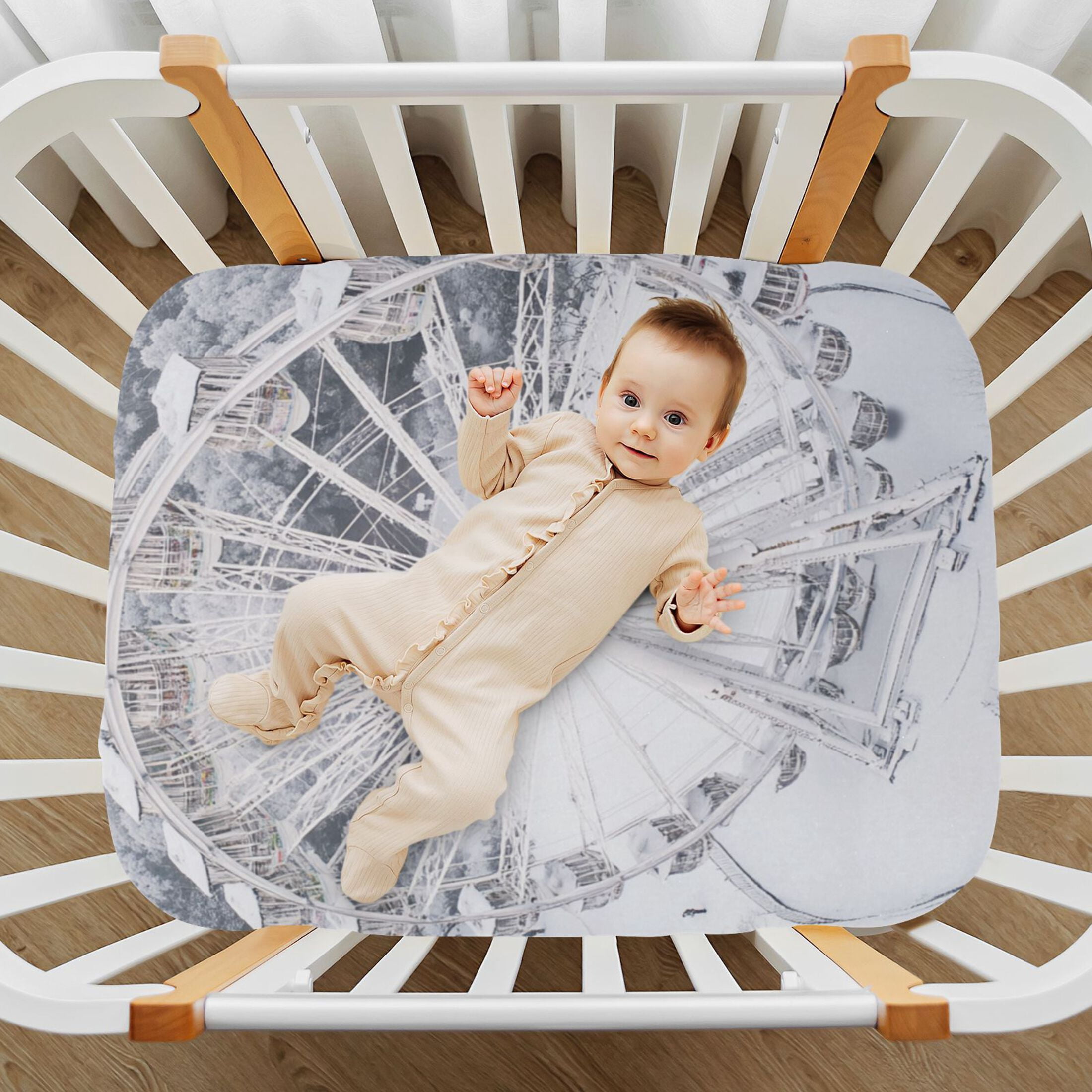 WOBOGO Ferris Wheel in The Snow Baby Crib Sheets Super Soft Microfiber ...