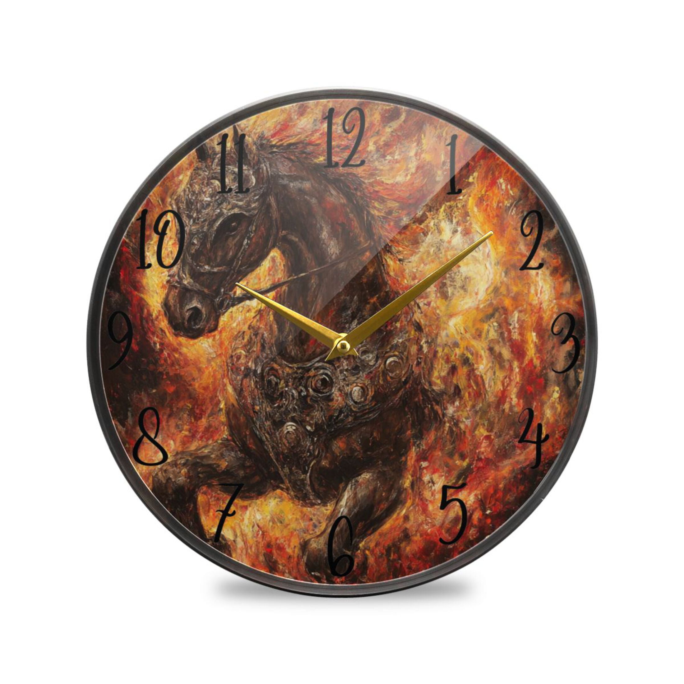 WOBOGO Fiery Warrior Horse Acrylic Wall Clock Battery Operated 11.9in ...