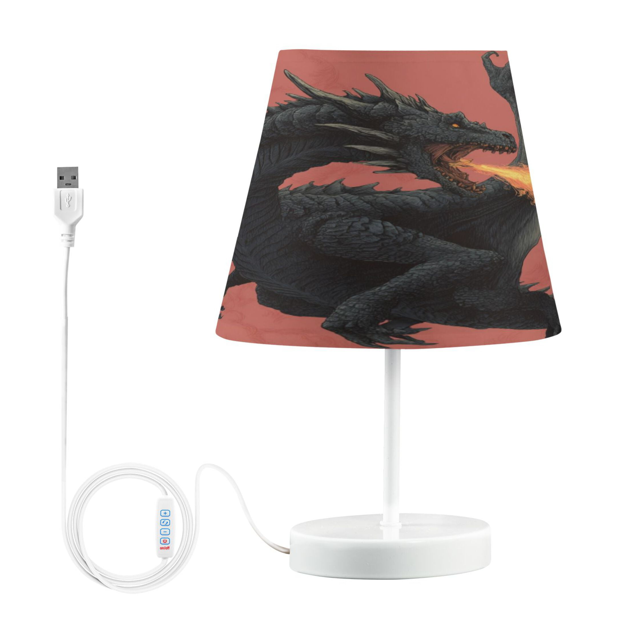WOBOGO Fire Dragon Table Lamps Bedroom 3-Speed Dimmable Farm Style with ...
