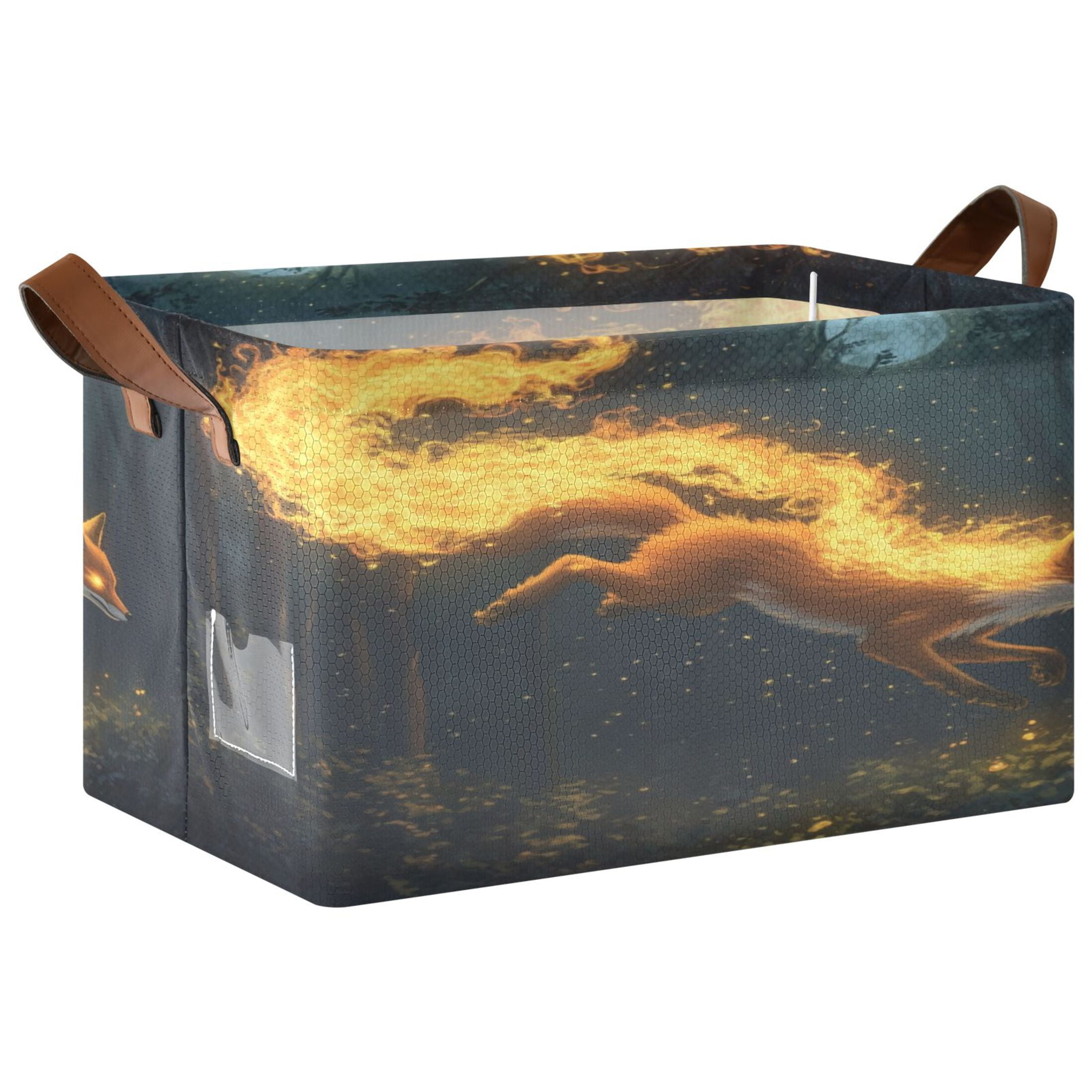 WOBOGO Fire Fox Storage Basket 16.9×11.4×10in Collapsible Oversized ...