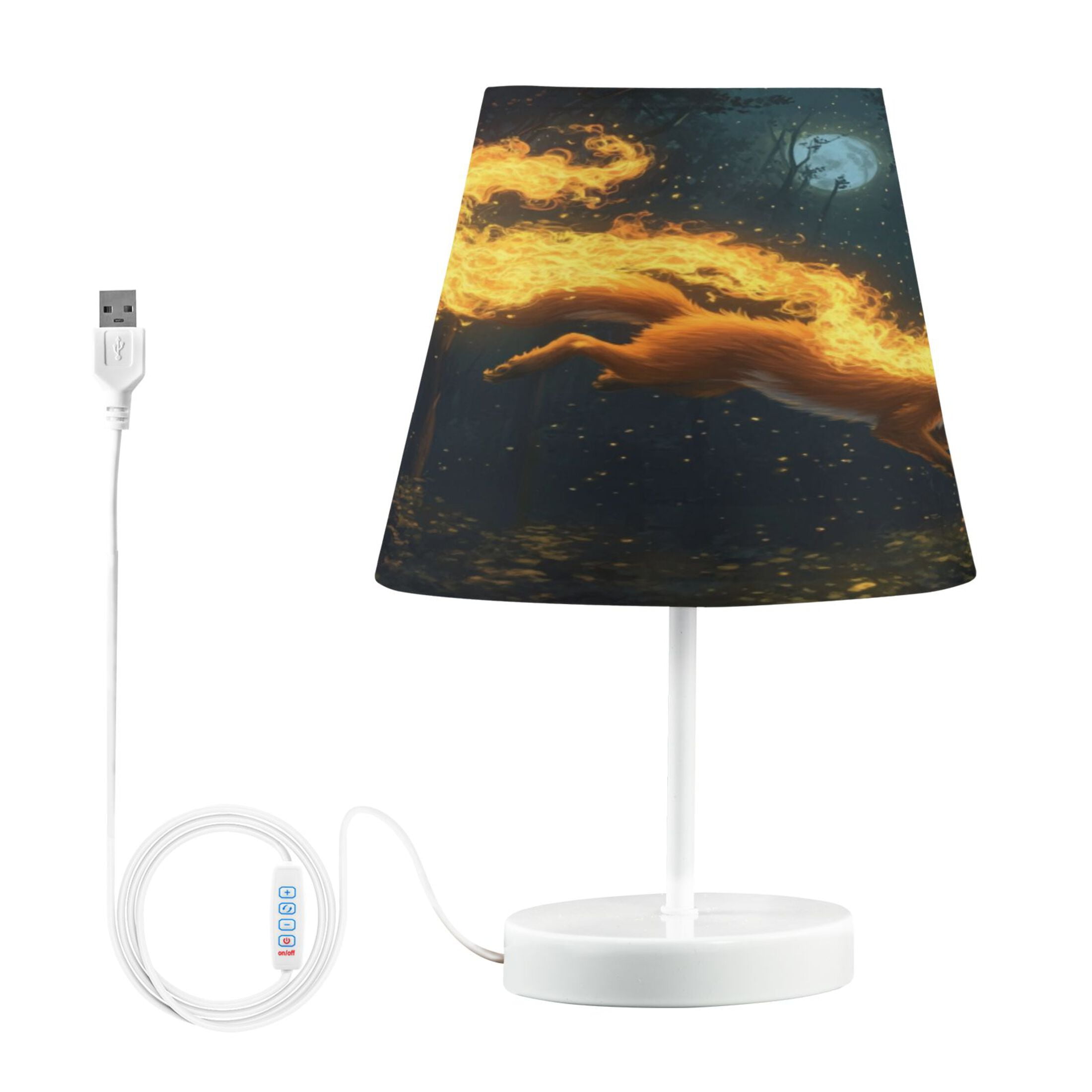 WOBOGO Fire Fox Table Lamps Bedroom 3-Speed Dimmable Farm Style with ...