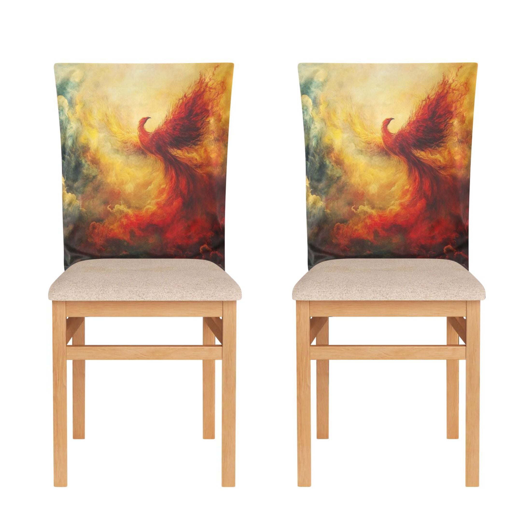 WOBOGO Fire Phoenix Patterns Dining Room Chair Covers 2 Pieces Super ...