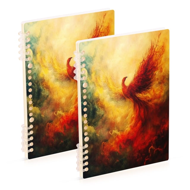 WOBOGO Fire Phoenix Patterns Notebook College Horizontal Grid Paper Ink ...