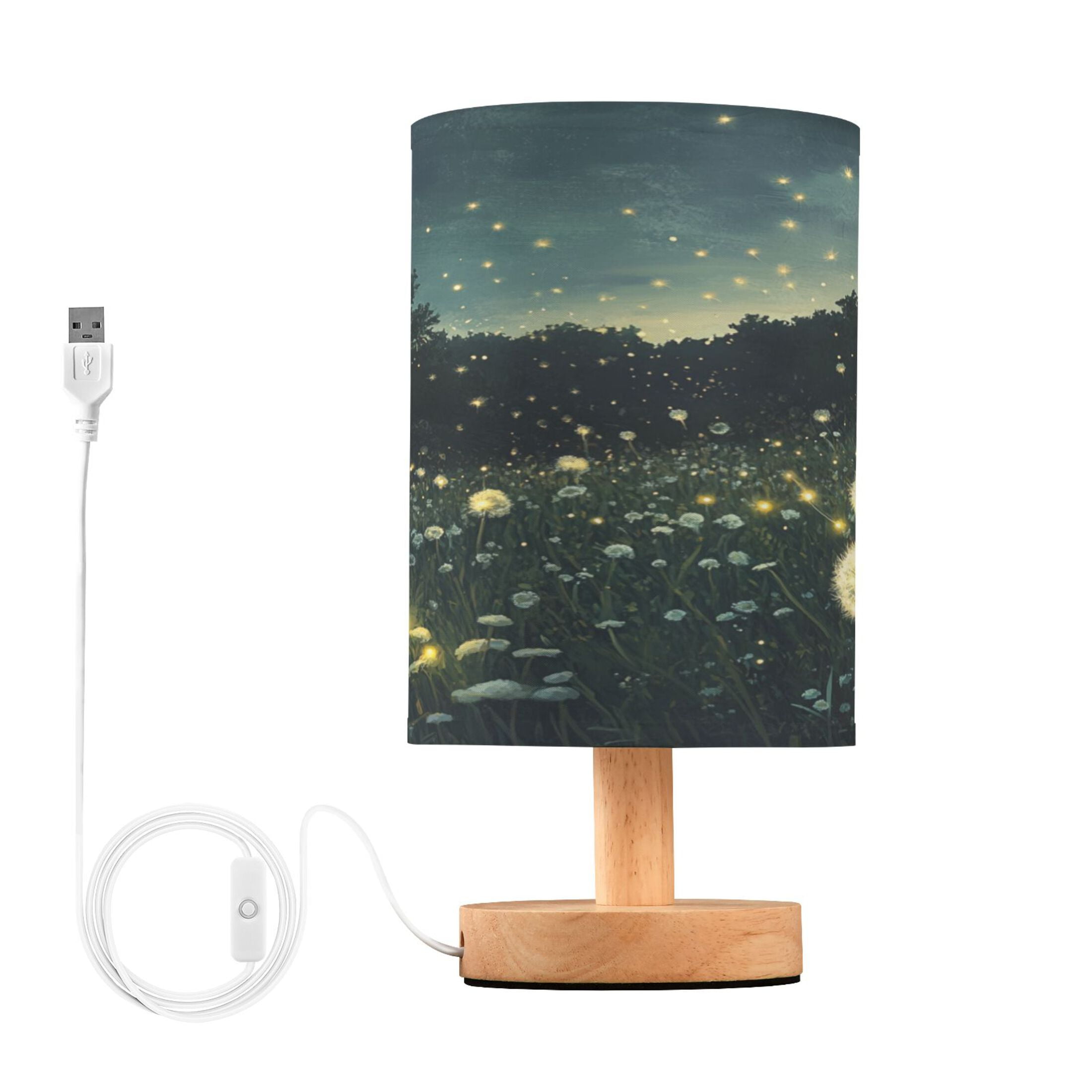 WOBOGO Fireflies in Dandelions Bedroom Table Lamp USB Power Connector ...