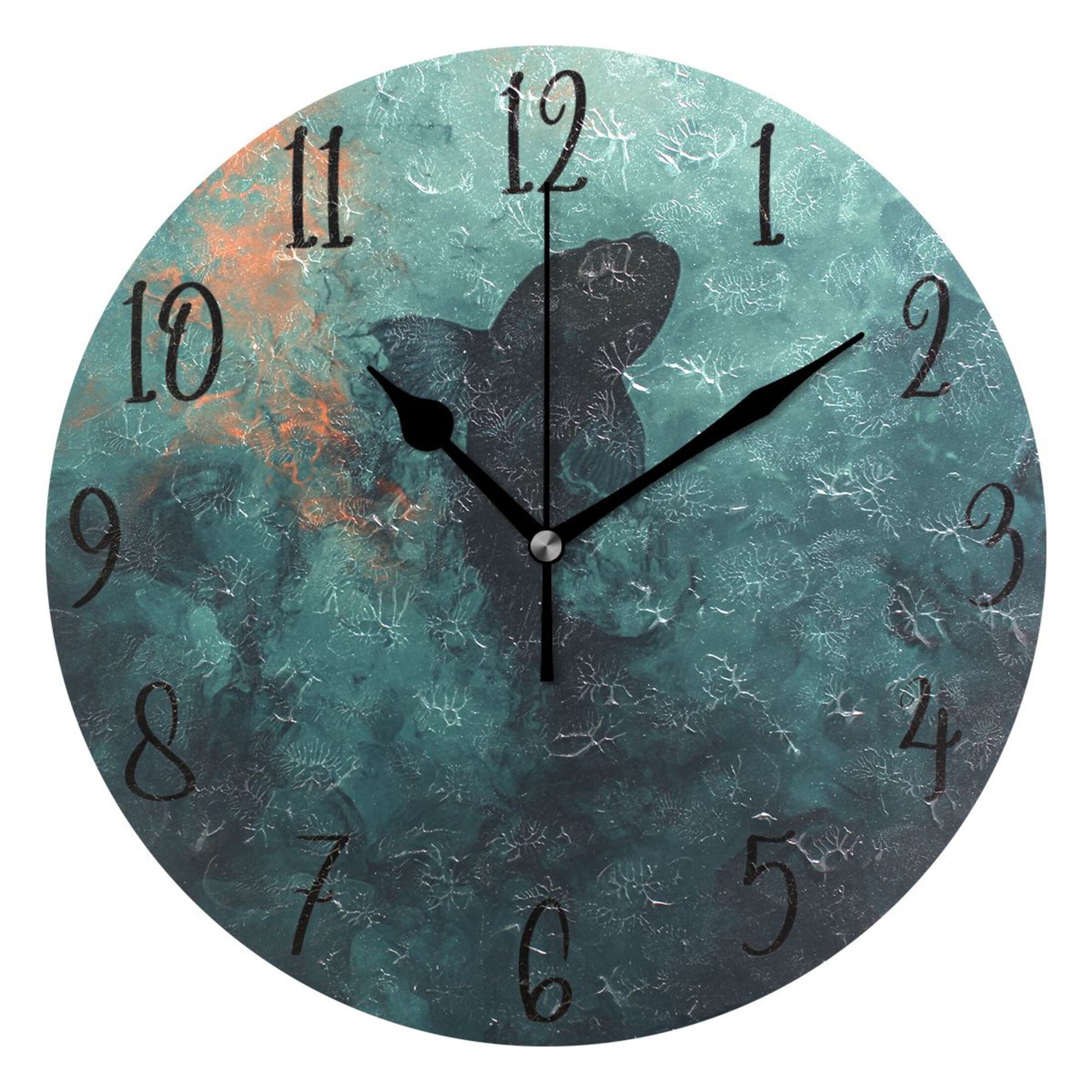 WOBOGO Fish Of The Deep Wall Clock 10in Silent Mechanism Battery ...