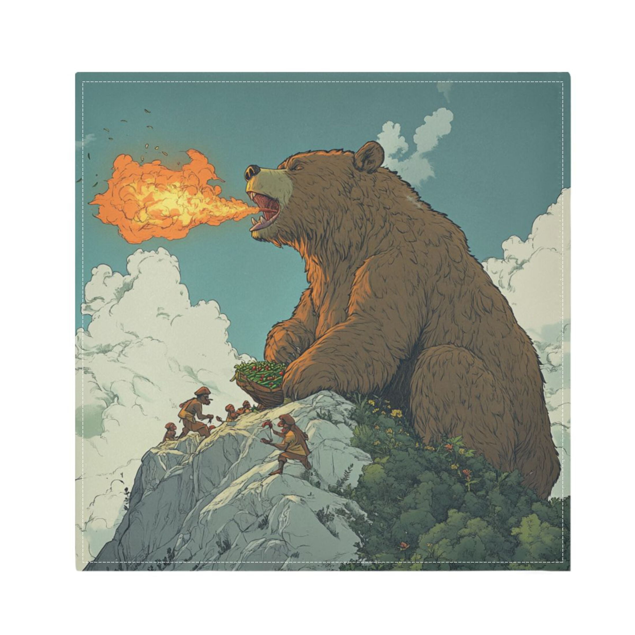 WOBOGO Flaming Brown Bear Pattern Cloth Napkins 1 Piece Soft Elegant ...