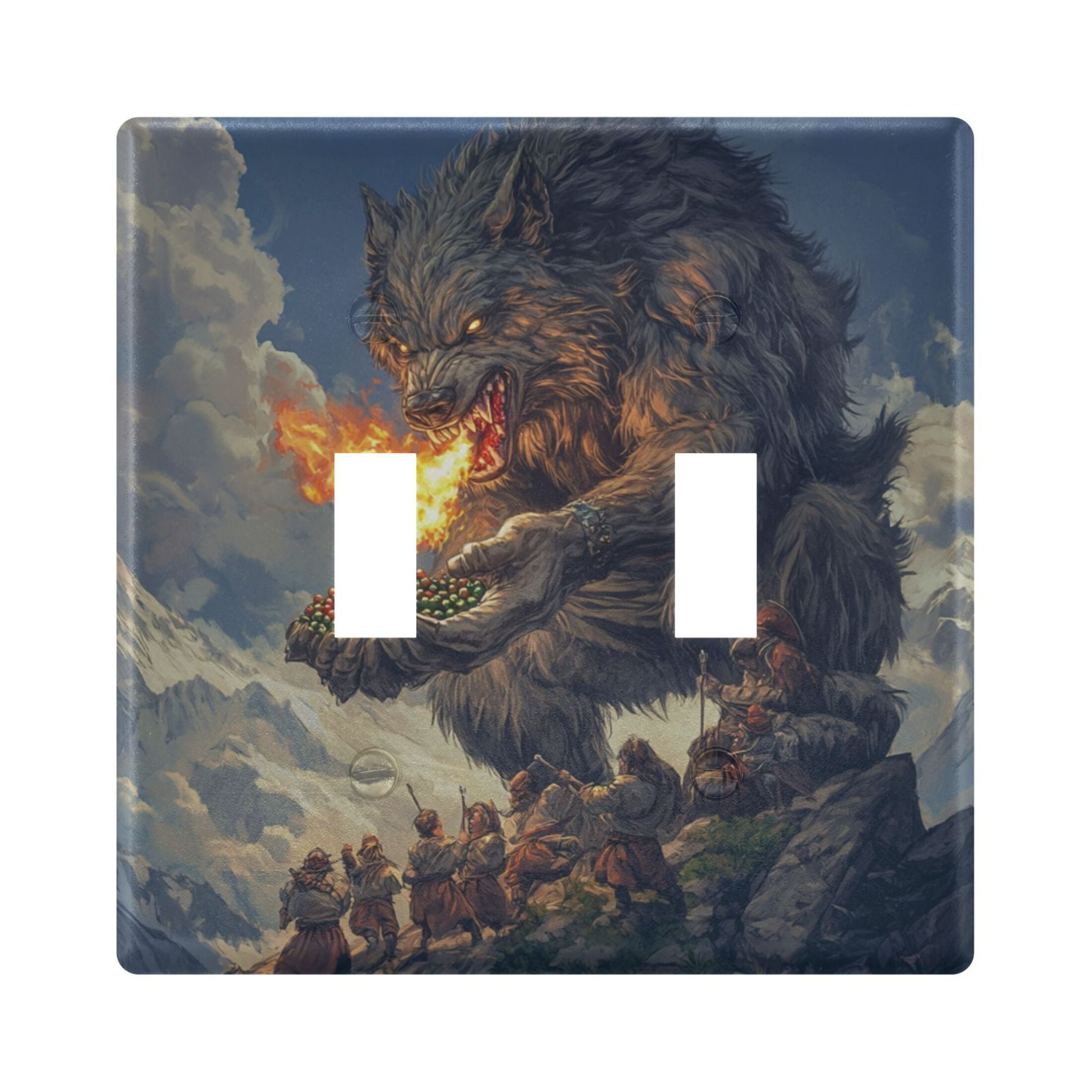 WOBOGO Flaming Giant Werewolf Pattern 2-hole Switch Plates PC Flame ...