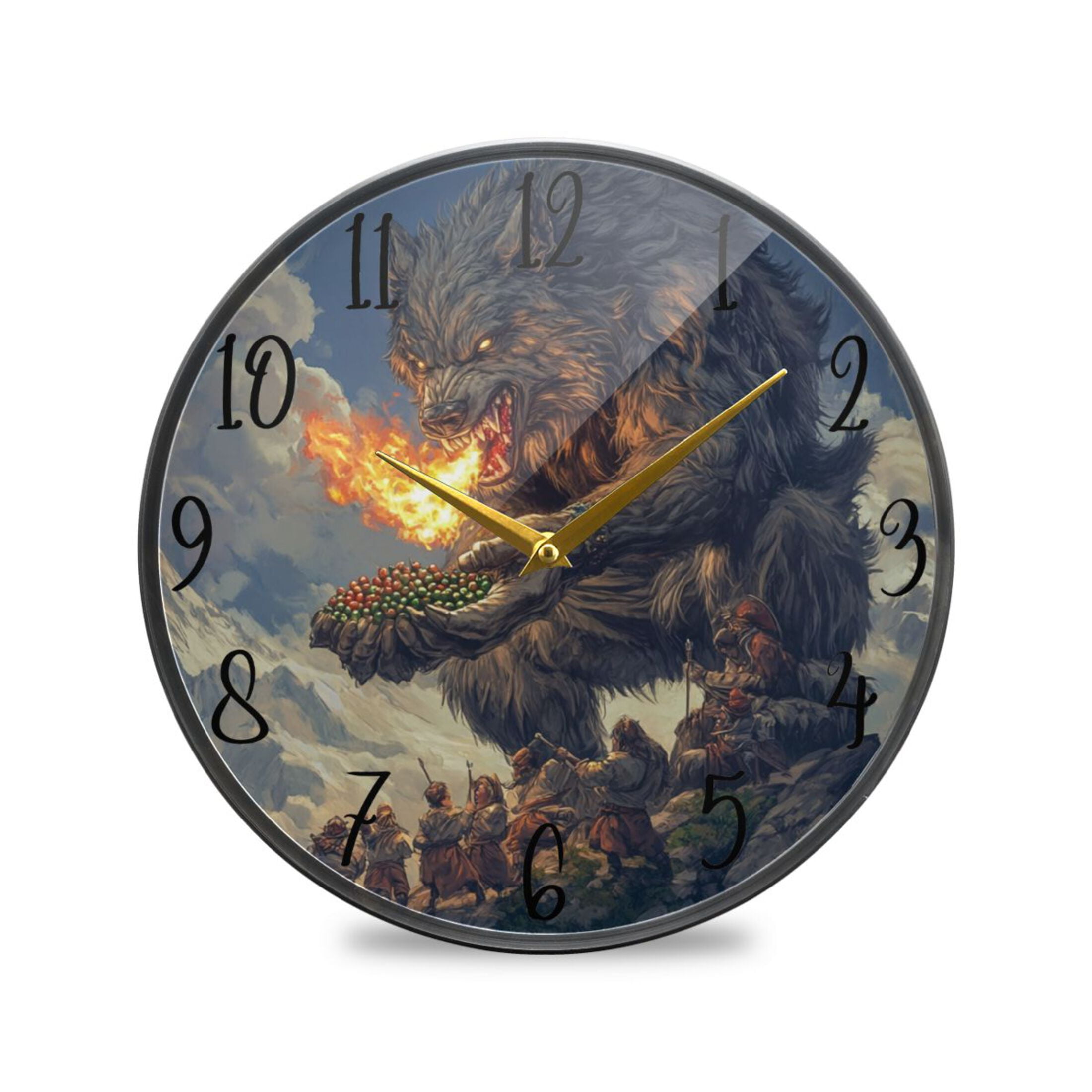 WOBOGO Flaming Giant Werewolf Pattern Acrylic Wall Clock Battery ...