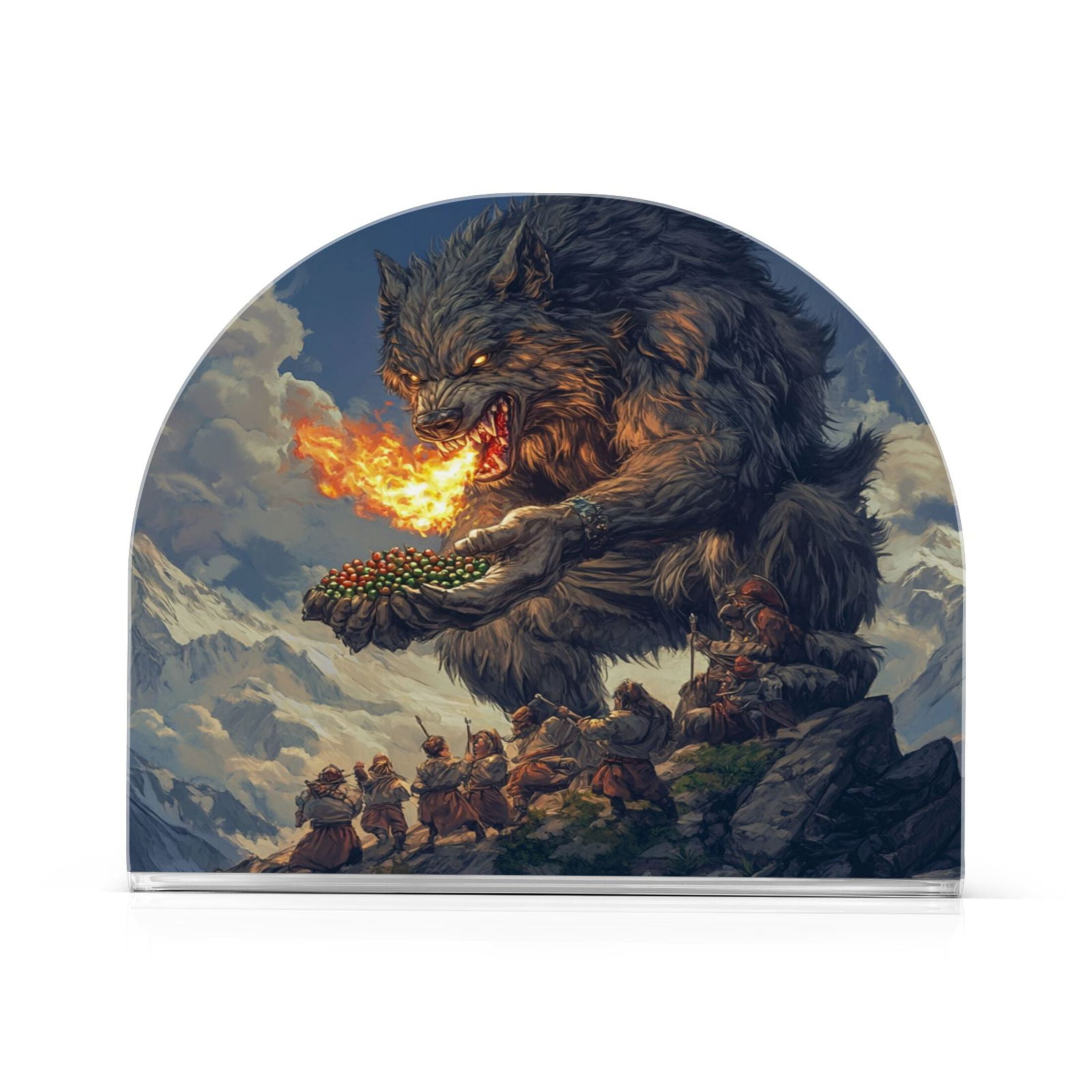 WOBOGO Flaming Giant Werewolf Pattern Clear Acrylic Napkin Holder ...