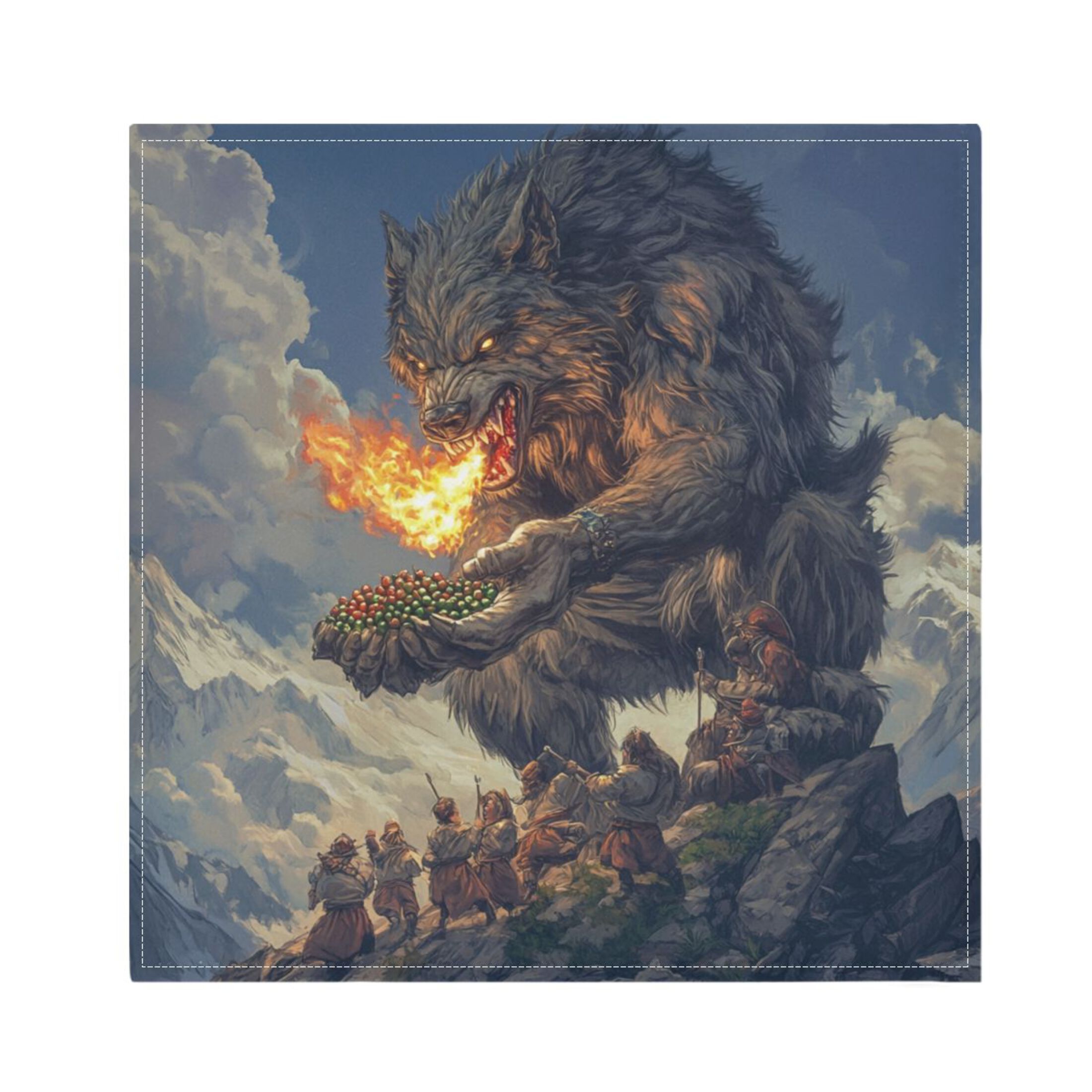 WOBOGO Flaming Giant Werewolf Pattern Cloth Napkins 1 Piece Soft ...