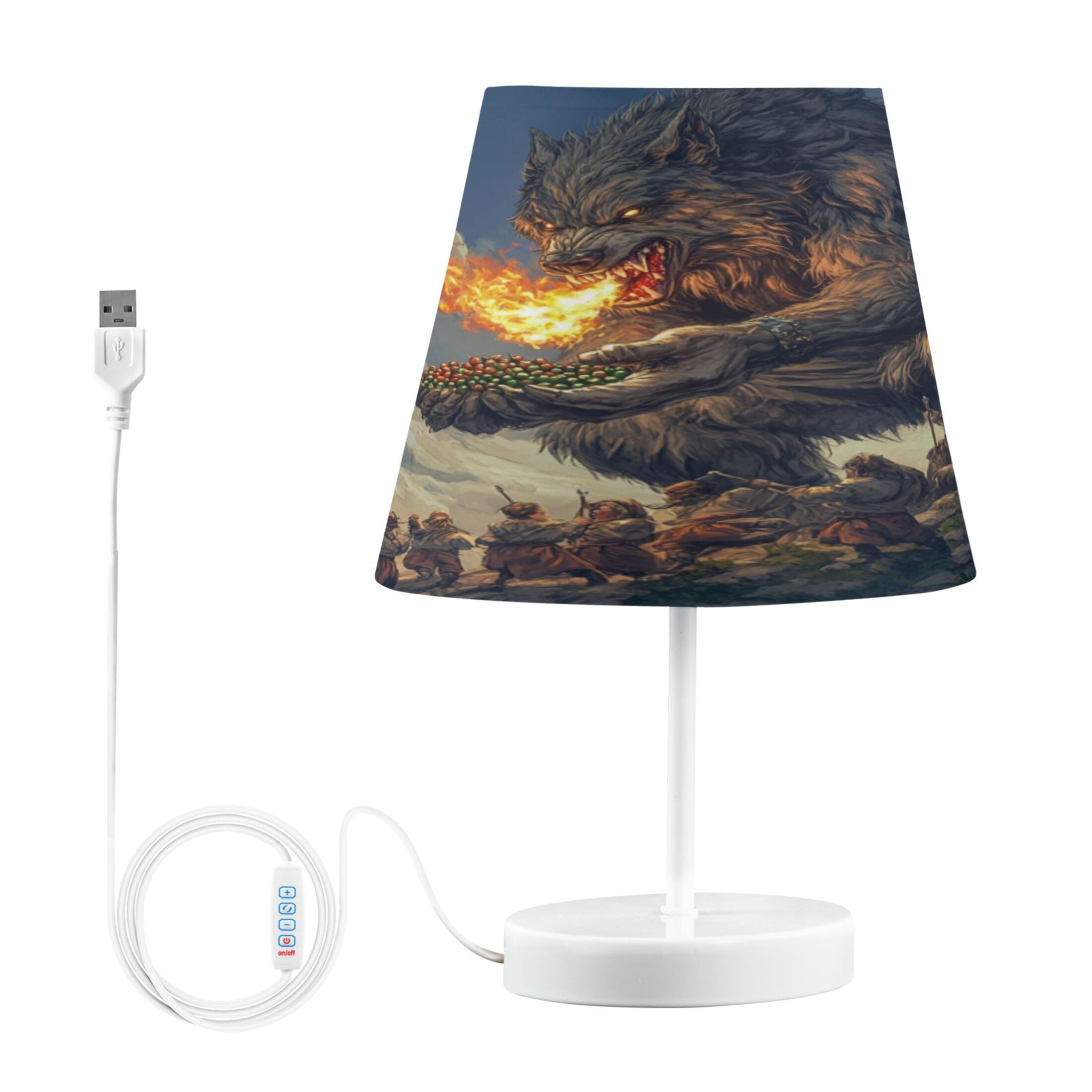 WOBOGO Flaming Giant Werewolf Pattern Table Lamps Bedroom 3-Speed ...