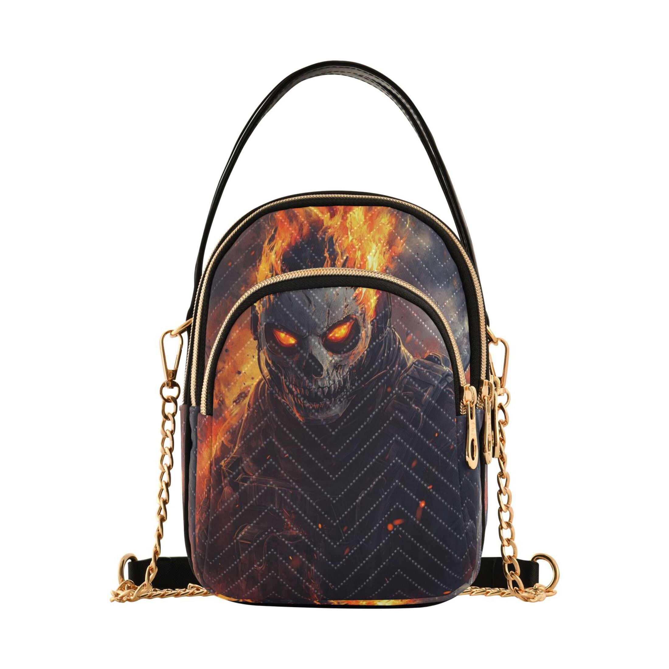 WOBOGO Flaming Skull Mask Ladies Chain Shoulder Bag Fashion Designer ...