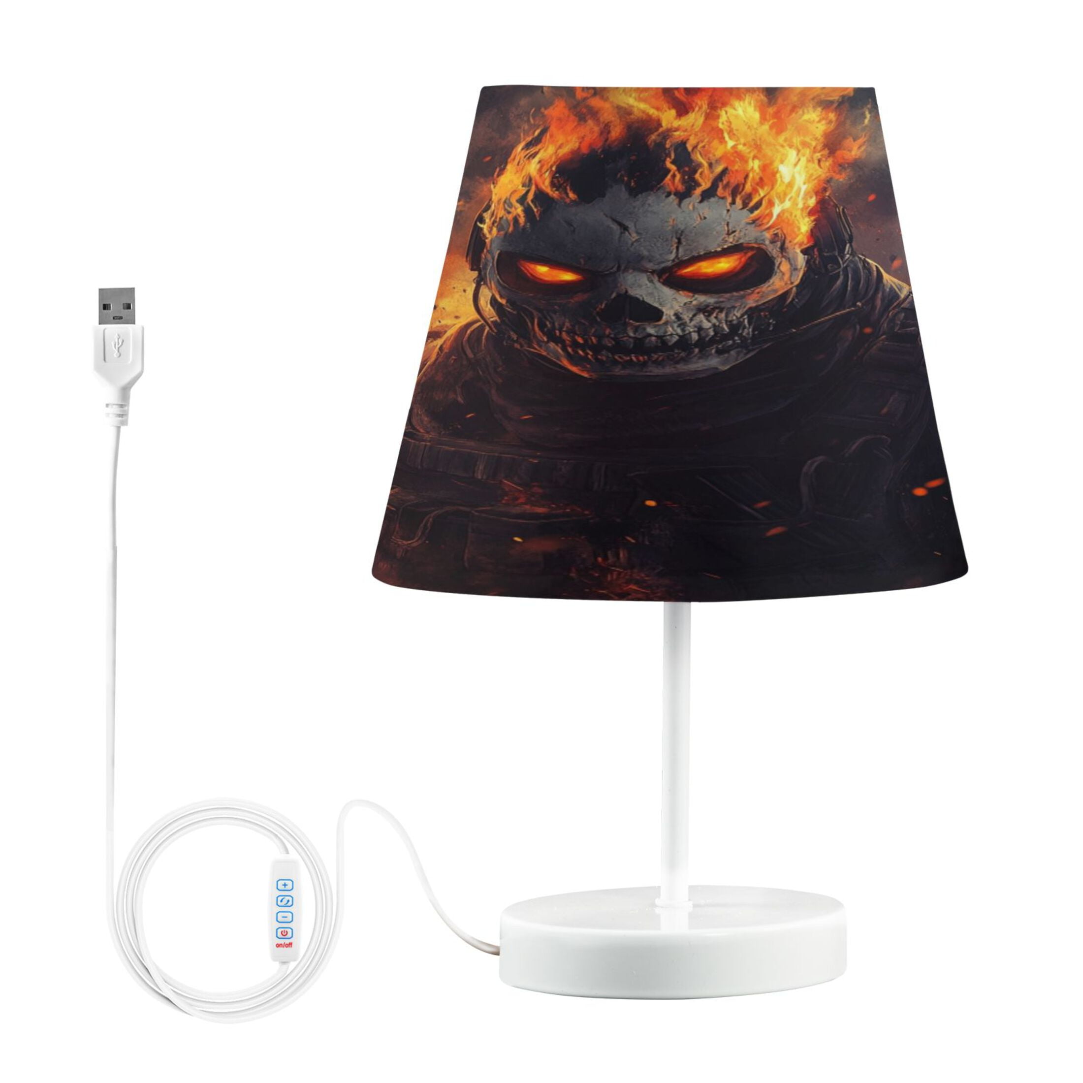 WOBOGO Flaming Skull Mask Table Lamps Bedroom 3-Speed Dimmable Farm ...