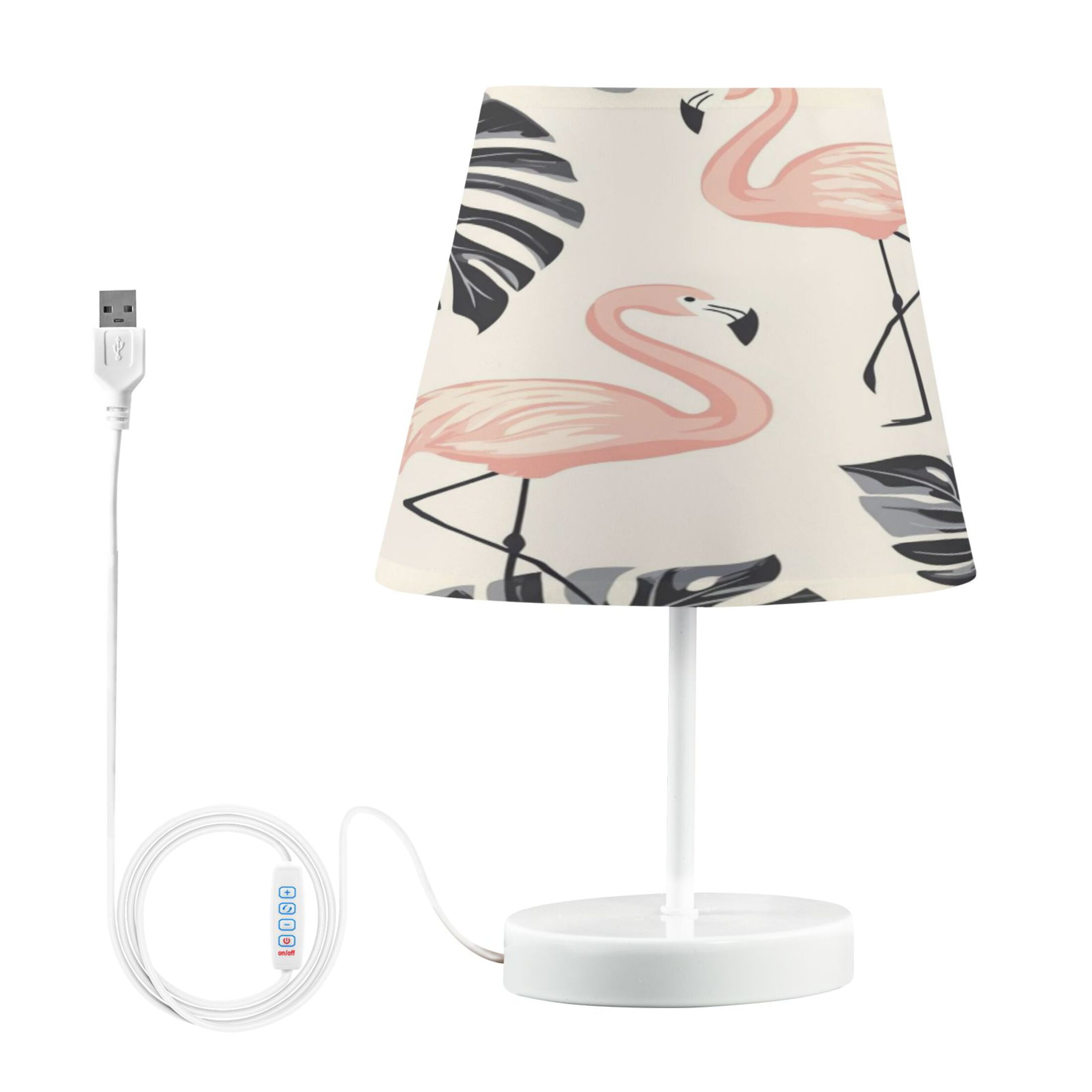 WOBOGO Flamingo Monstera Leaves Pattern Table Lamps Bedroom 3-Speed ...