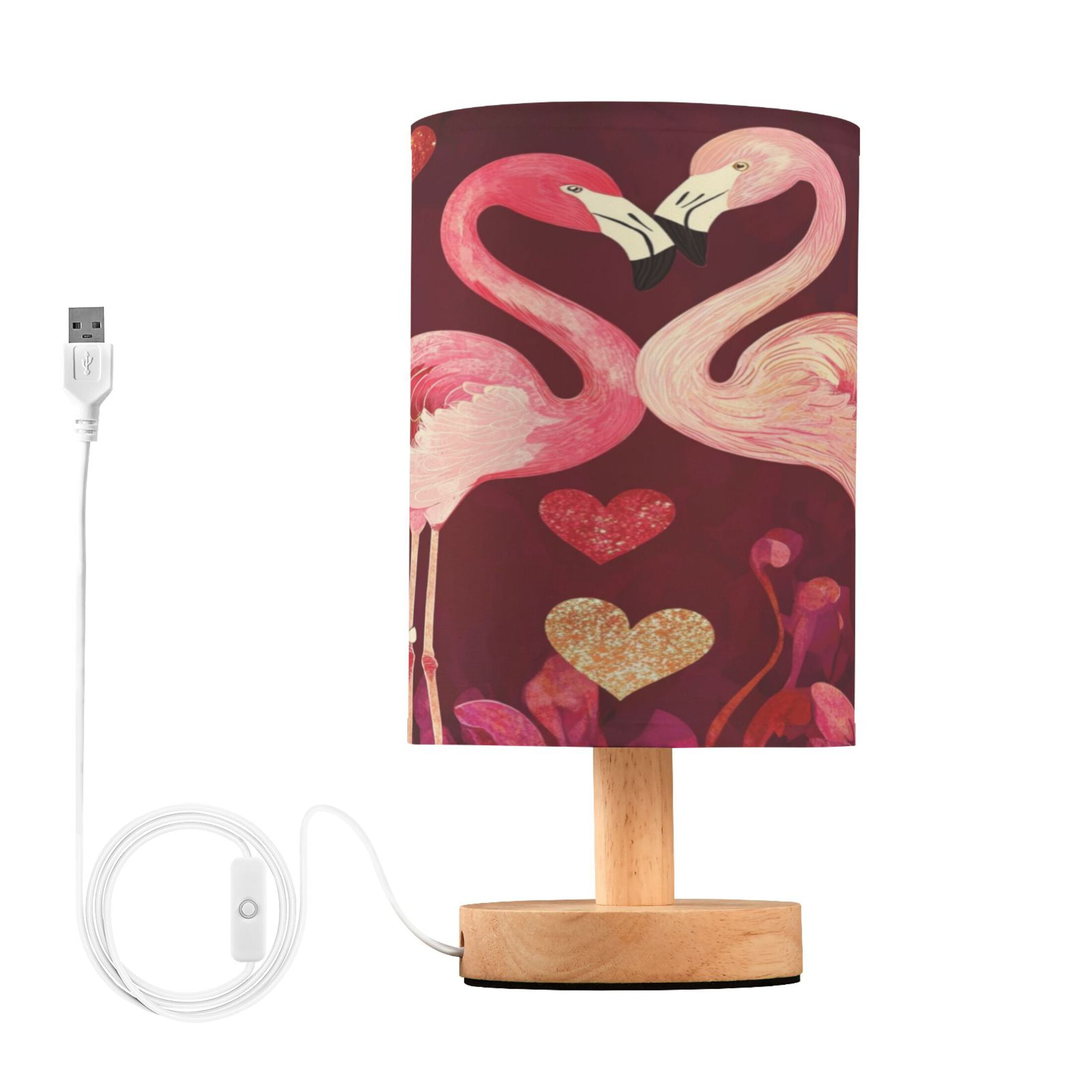 WOBOGO Flamingos in Love Pattern Bedroom Table Lamp USB Power Connector ...