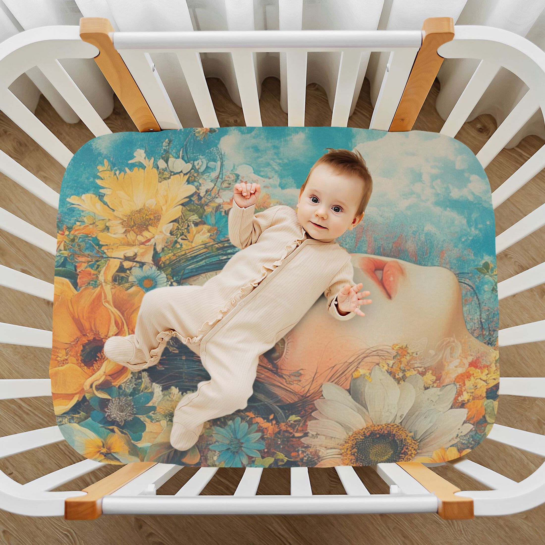 WOBOGO Flower Lass Baby Crib Sheets Super Soft Microfiber Playard Sheet ...