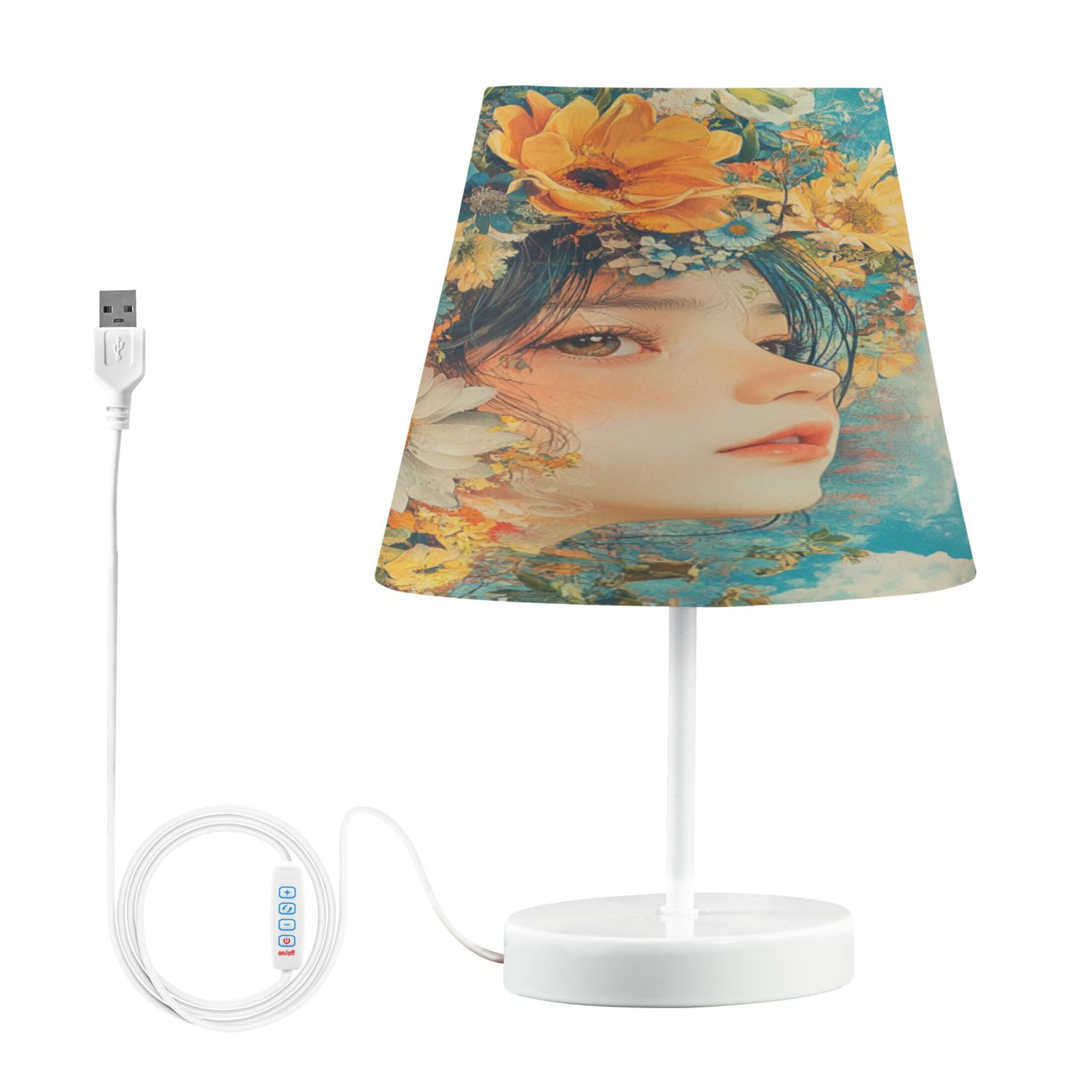 WOBOGO Flower Lass Table Lamps Bedroom 3-Speed Dimmable Farm Style with ...