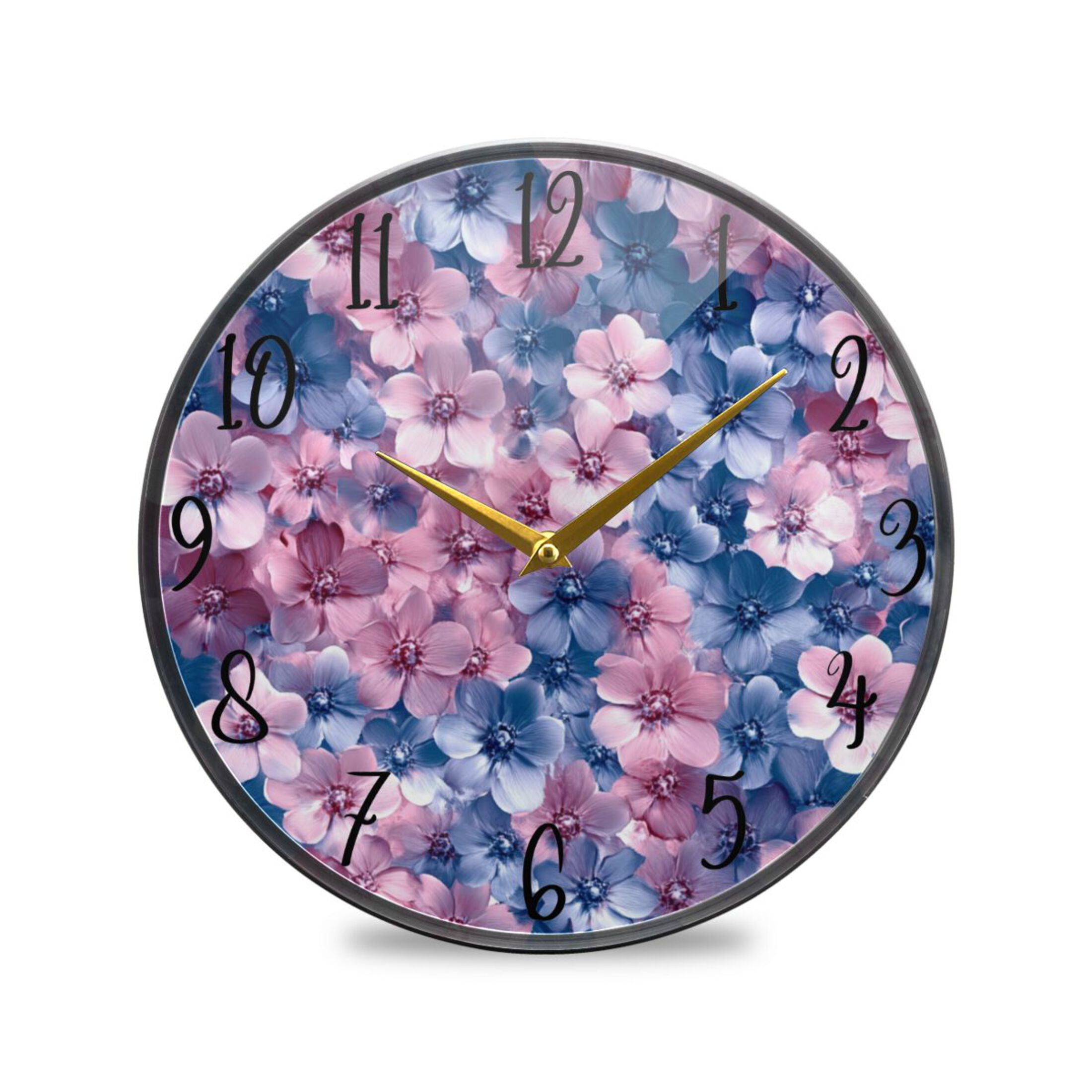 WOBOGO Fluffy Flowers Acrylic Wall Clock Battery Operated 9.5in Silent ...