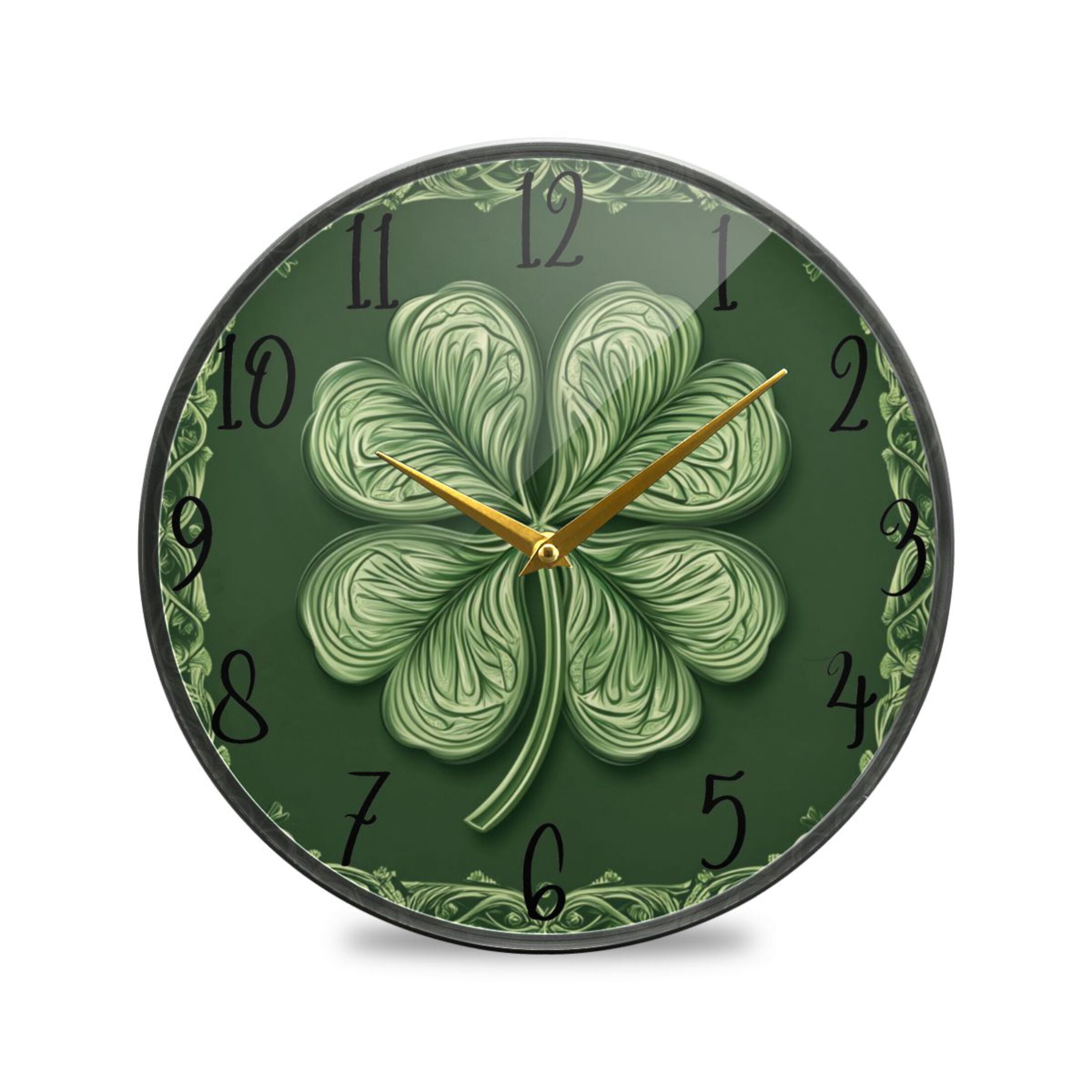 WOBOGO Four Leaf Clover Acrylic Wall Clock Battery Operated 9.5in ...