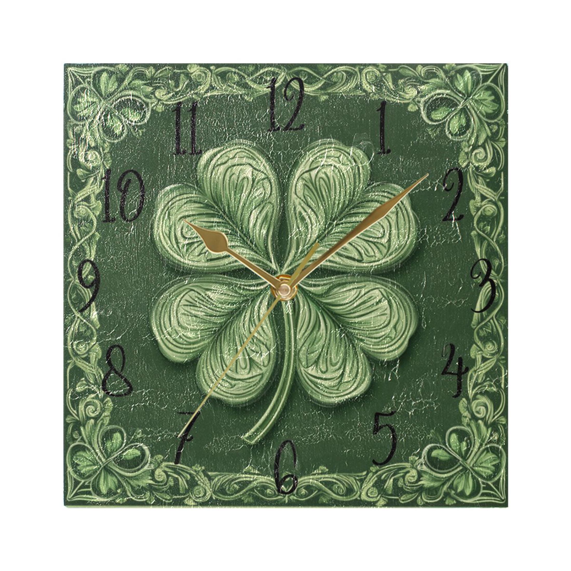 WOBOGO Four Leaf Clover Wall Clock 7.78 Inch Battery Operated Silent ...