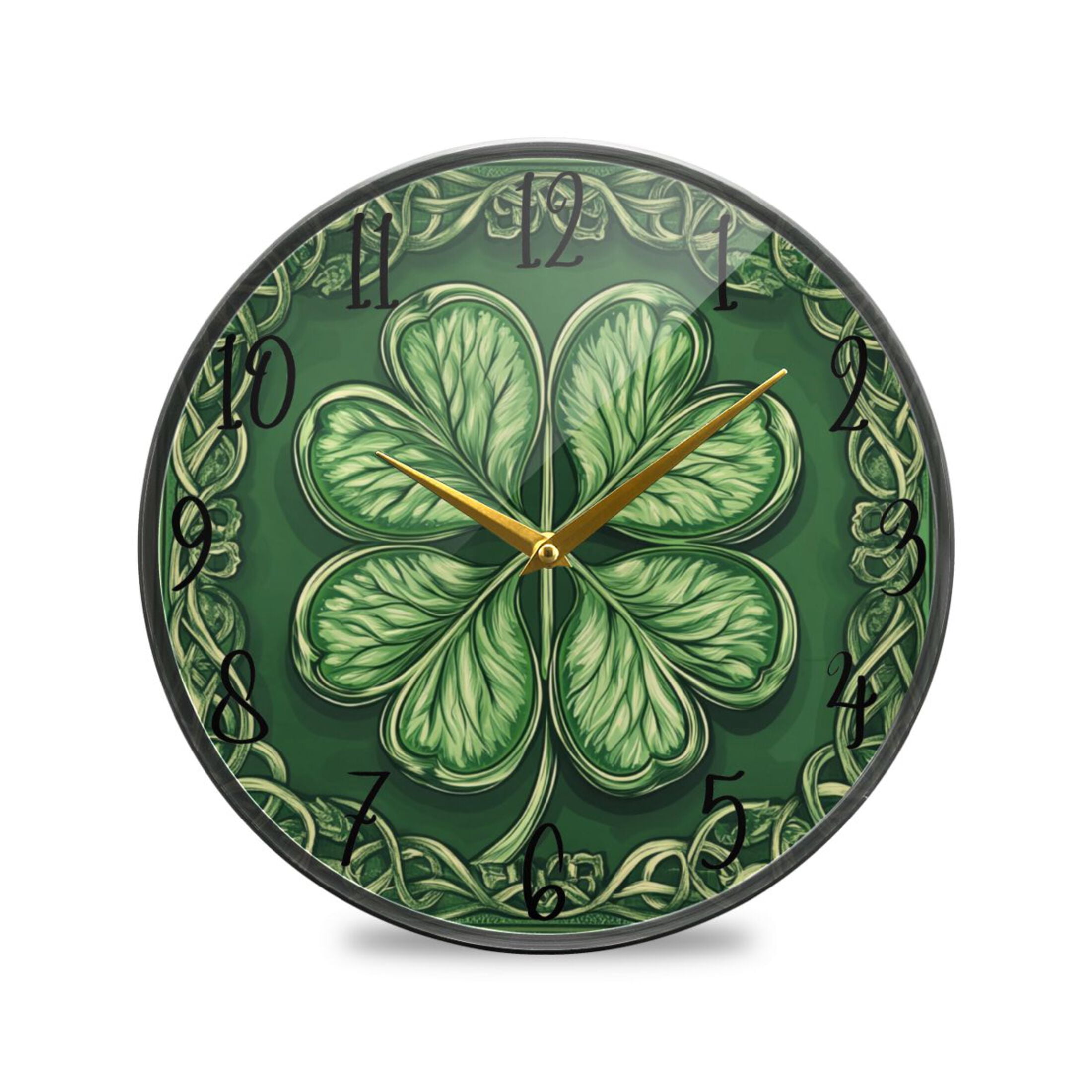 WOBOGO Four Leaves Clover Acrylic Wall Clock Battery Operated 9.5in ...
