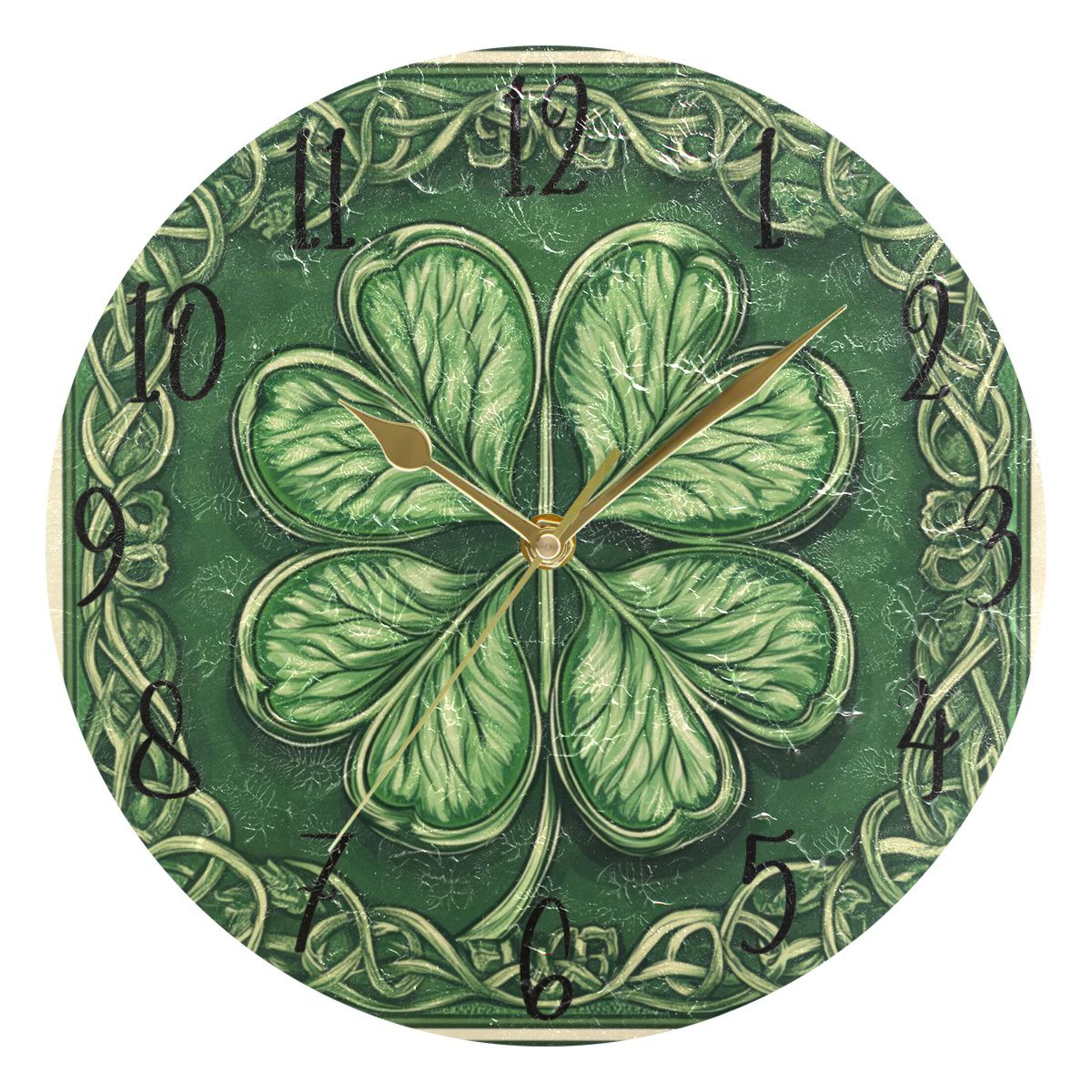 WOBOGO Four Leaves Clover Wall Clock 10in Silent Mechanism Battery ...