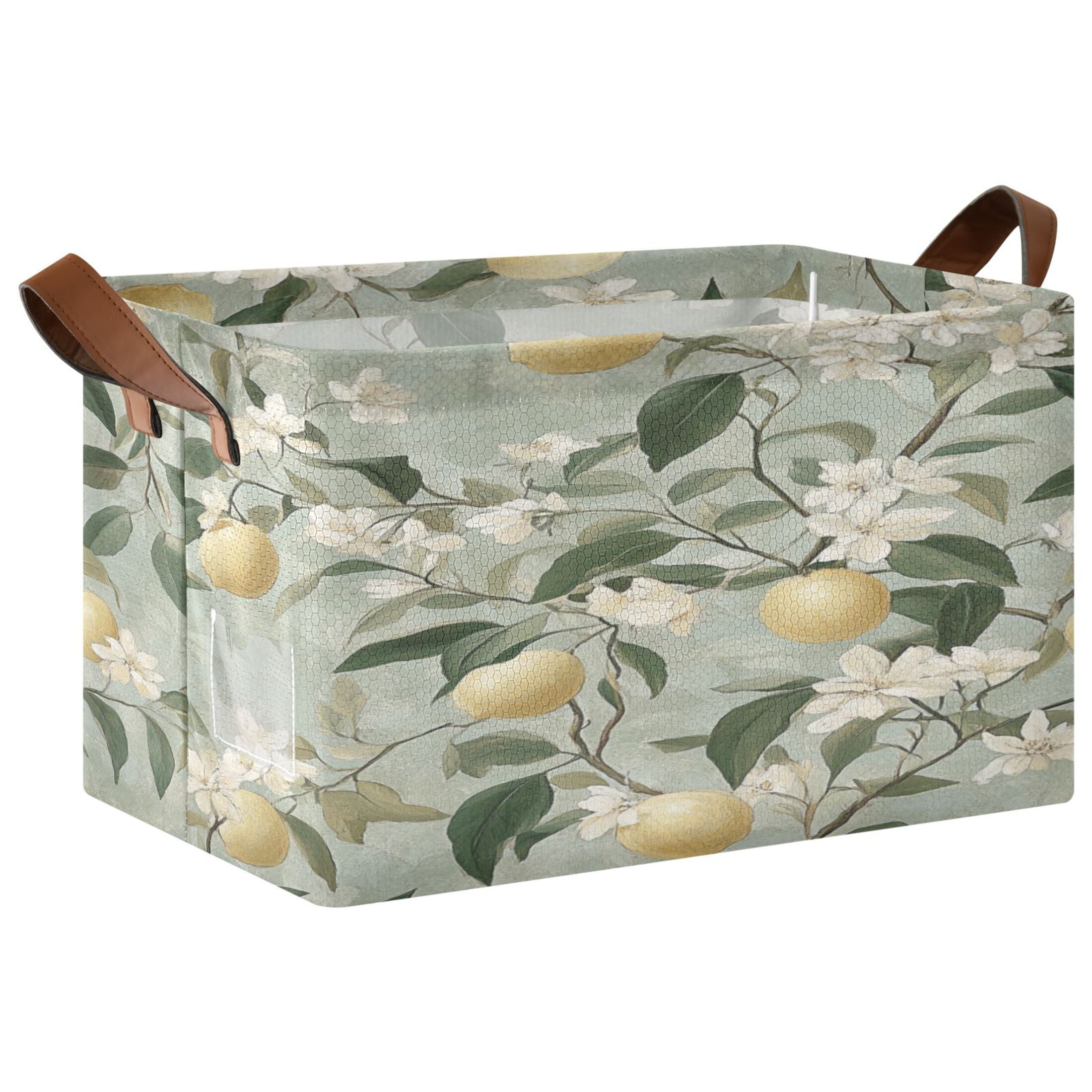WOBOGO Fresh Lemon Tree Storage Basket 16.9×11.4×10in Collapsible ...