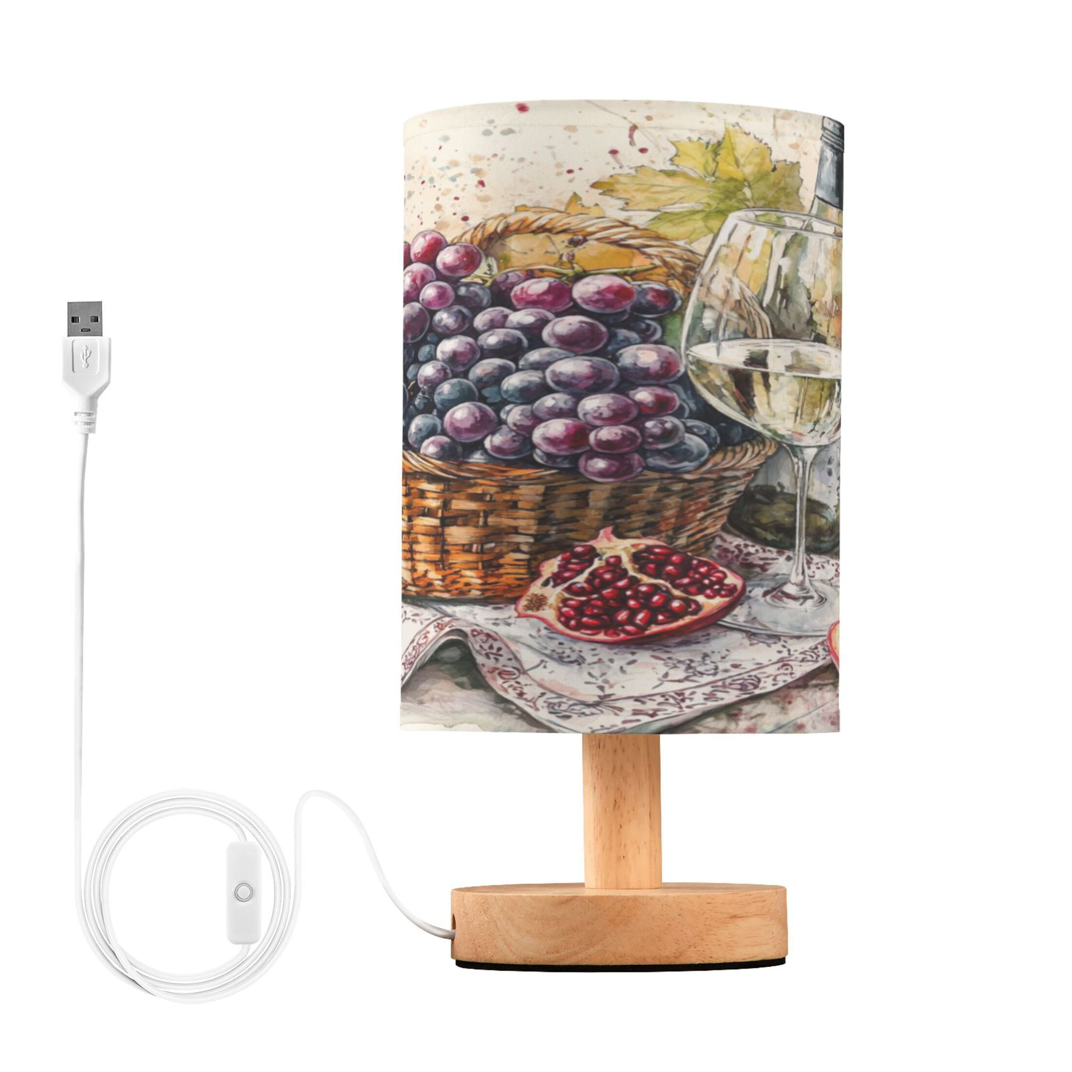 WOBOGO Fruit Basket with White Wine Bedroom Table Lamp USB Power ...