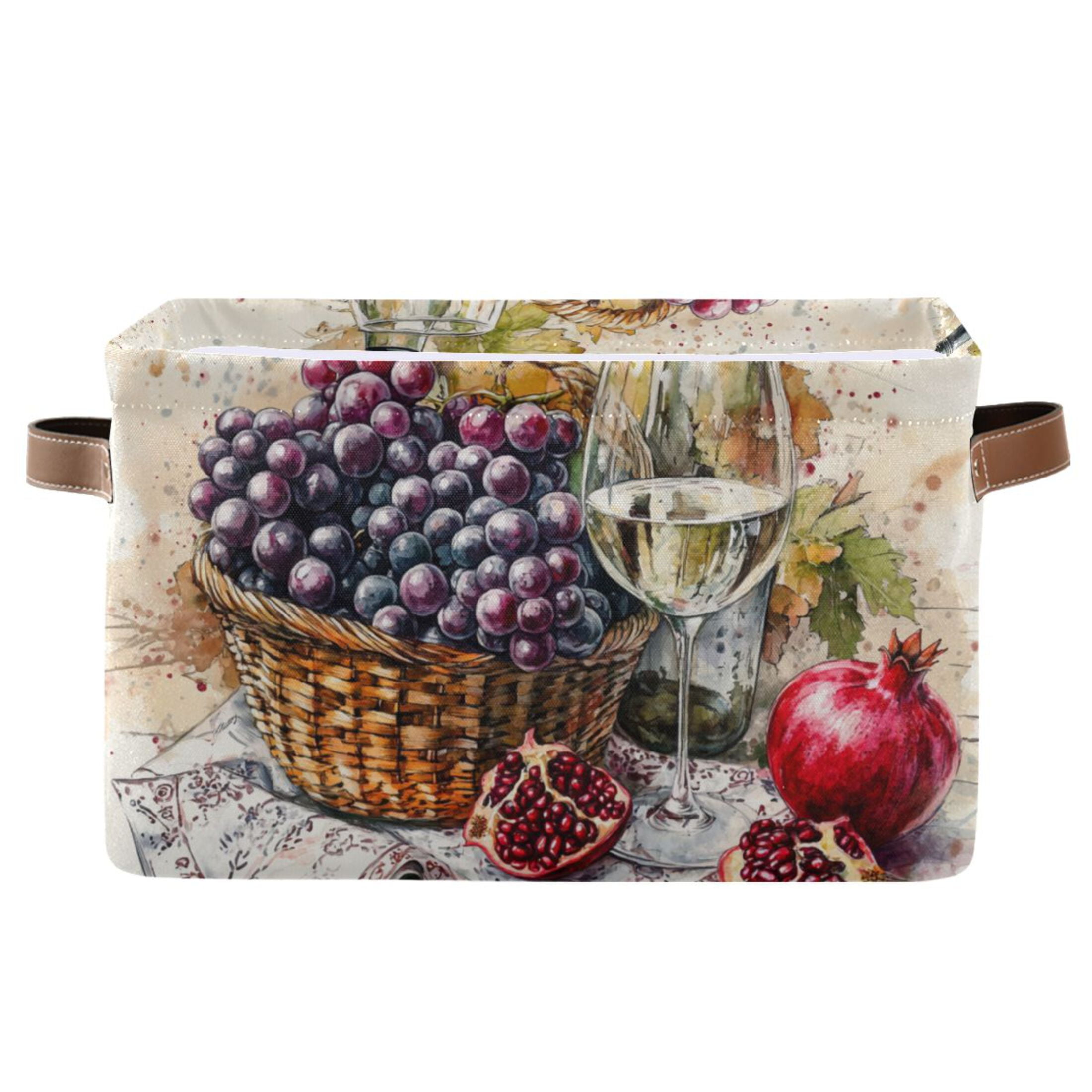 WOBOGO Fruit Basket with White Wine Square Storage Basket with ...