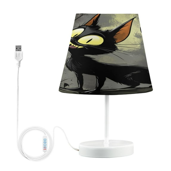 WOBOGO Funny Black Cat Table Lamps Bedroom 3-Speed Dimmable Farm Style ...