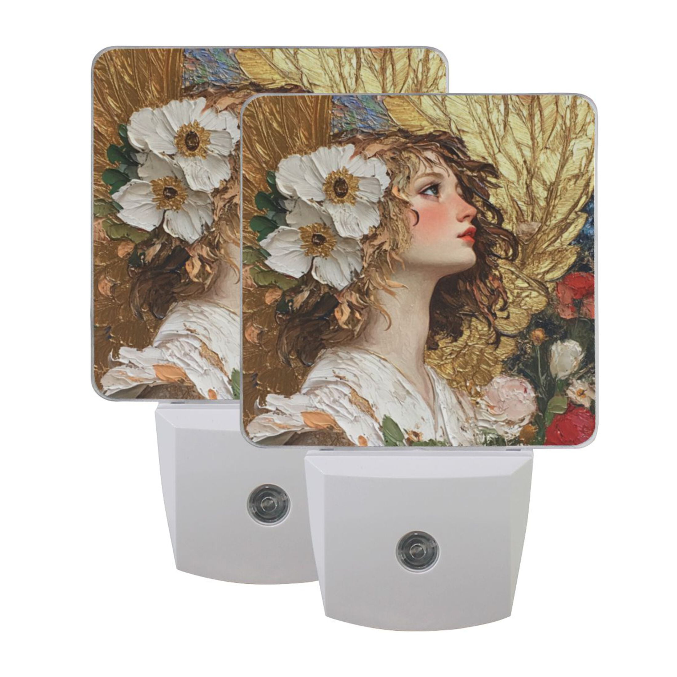 WOBOGO Garden Angel LED Night Light 2 Pcs Set 0.5 Watt Wall Plug in ...