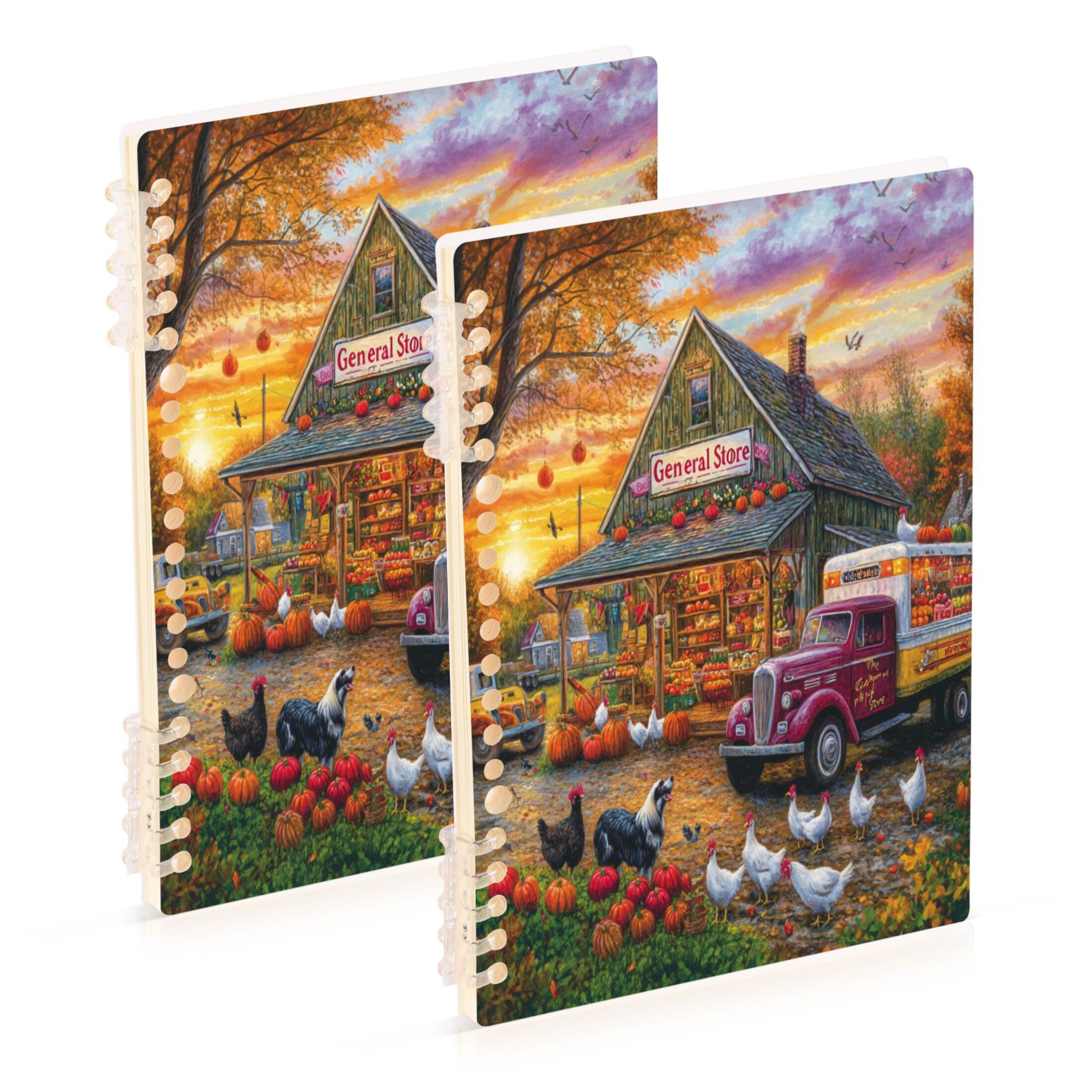 WOBOGO General Store Notebook College Horizontal Grid Paper Ink Spill ...