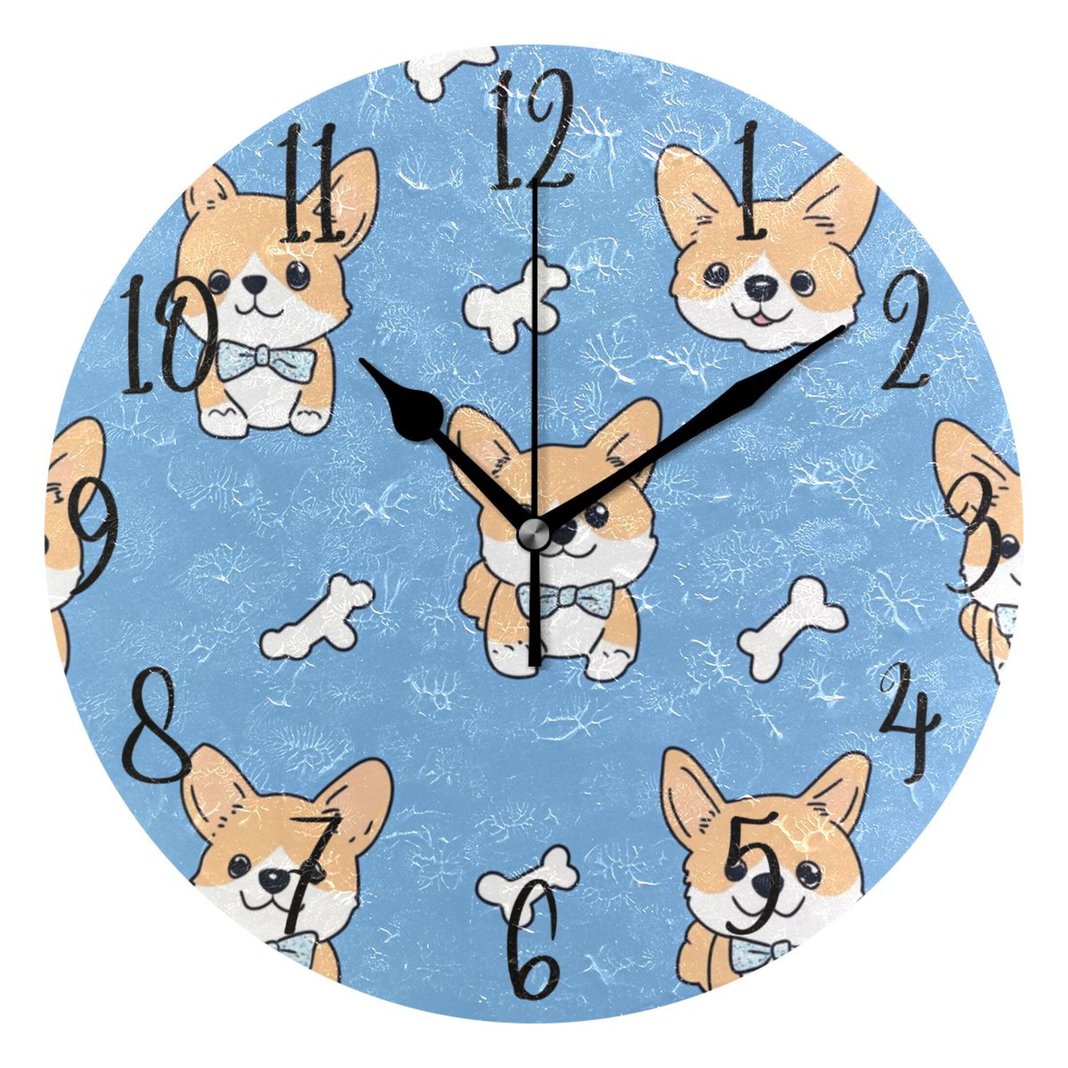 WOBOGO Gentleman Corgi Wall Clock 10in Silent Mechanism Battery ...