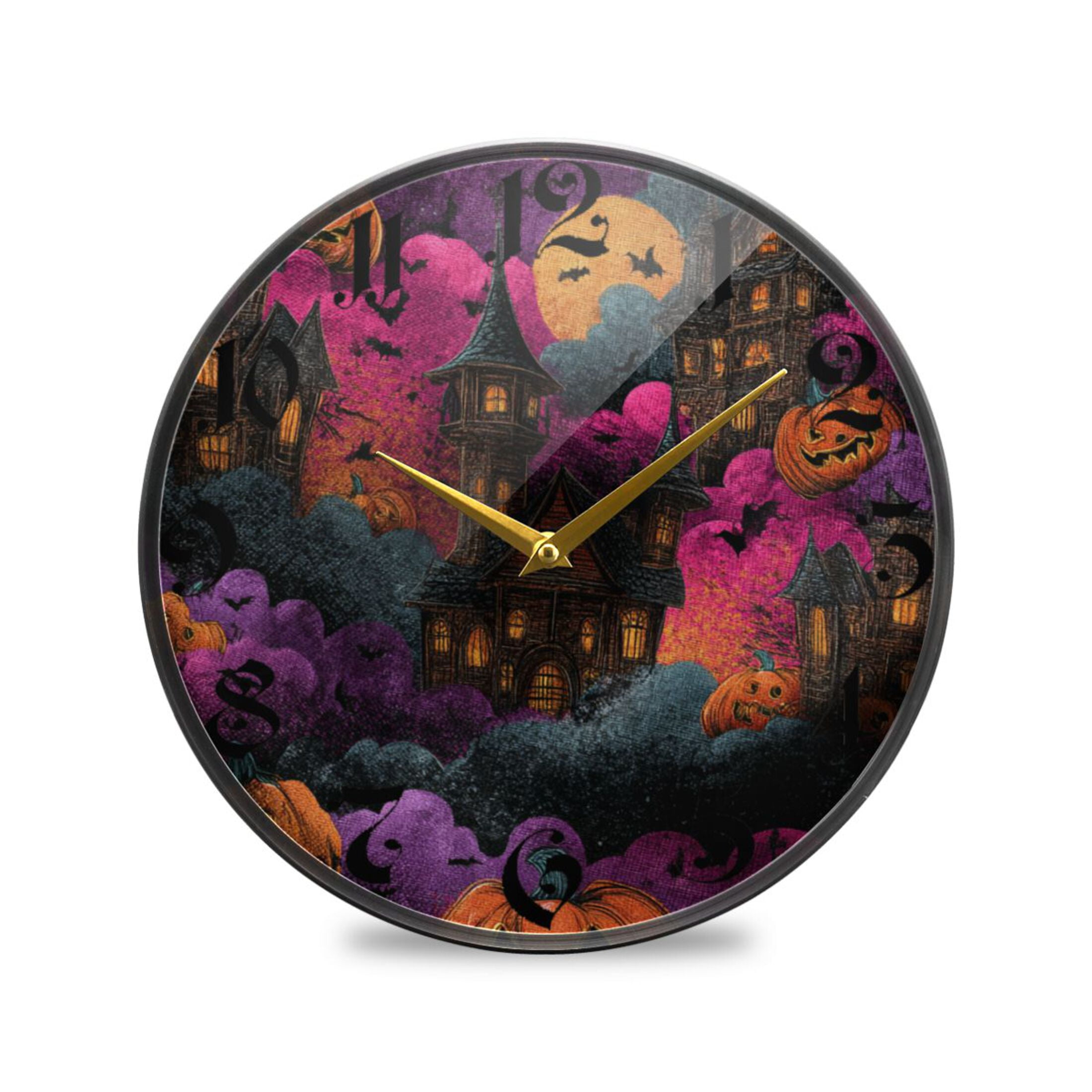 WOBOGO Ghost Castle Acrylic Wall Clock Battery Operated 9.5in Silent No ...