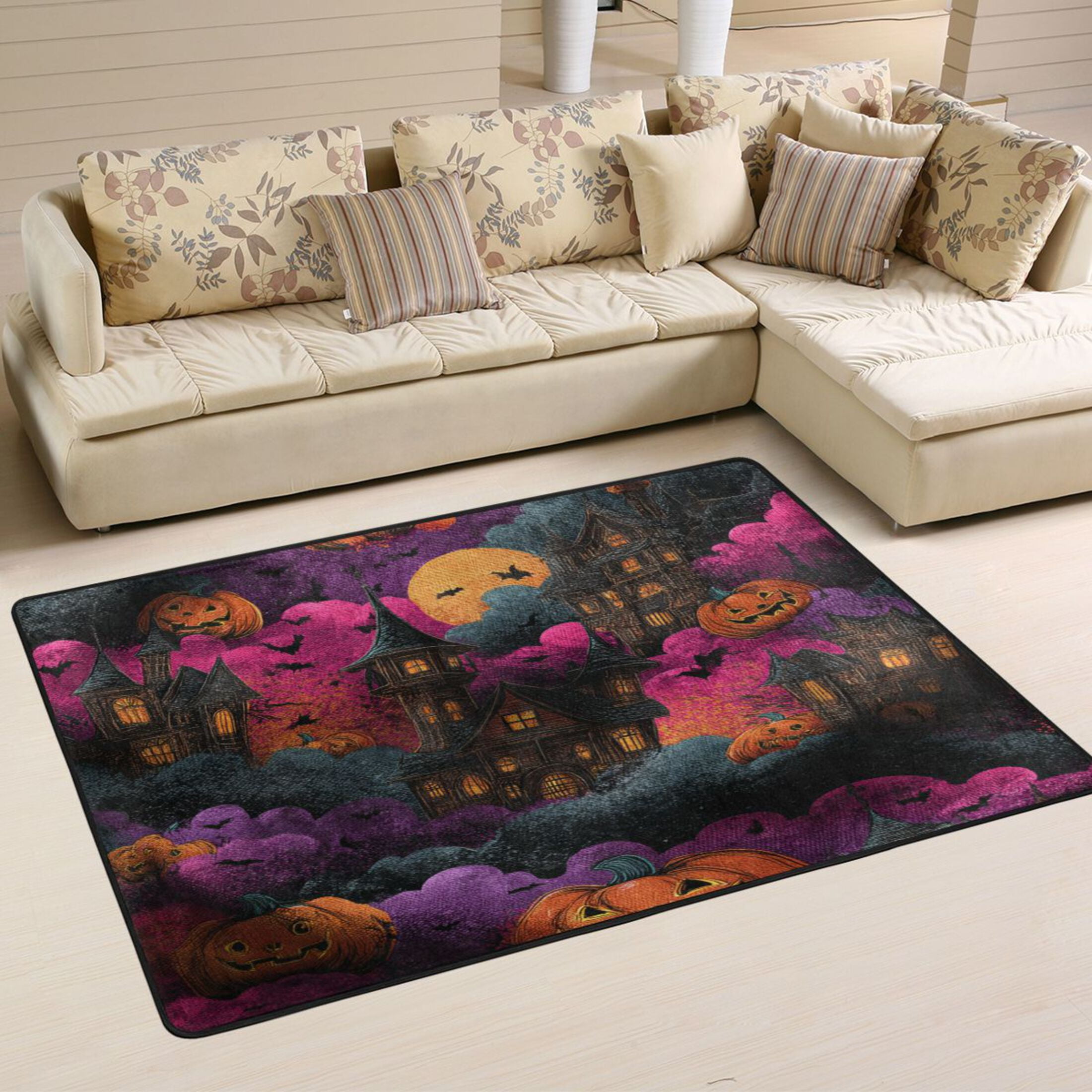 WOBOGO Ghost Castle Carpet Non-Slip Rugs Soft Doormat 36×24in Living ...