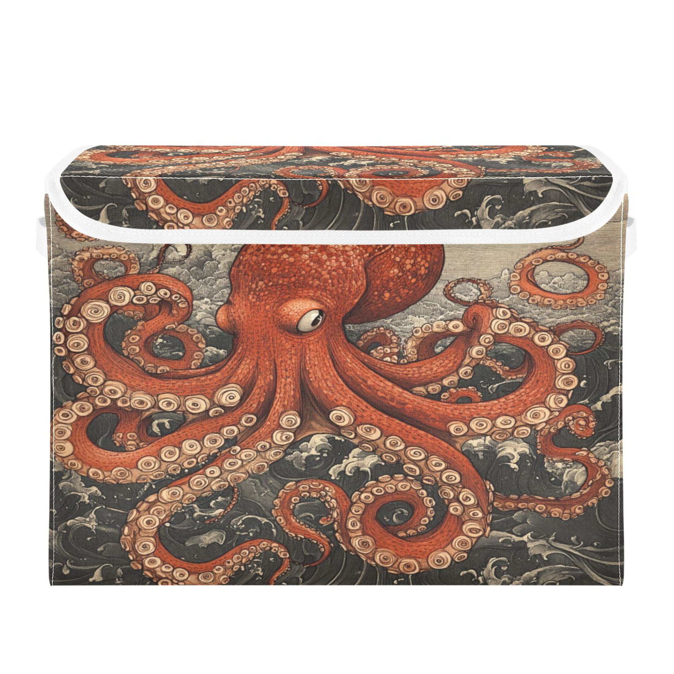 WOBOGO Giant Octopus Large Collapsible Storage Box Flip Lid Fabric ...